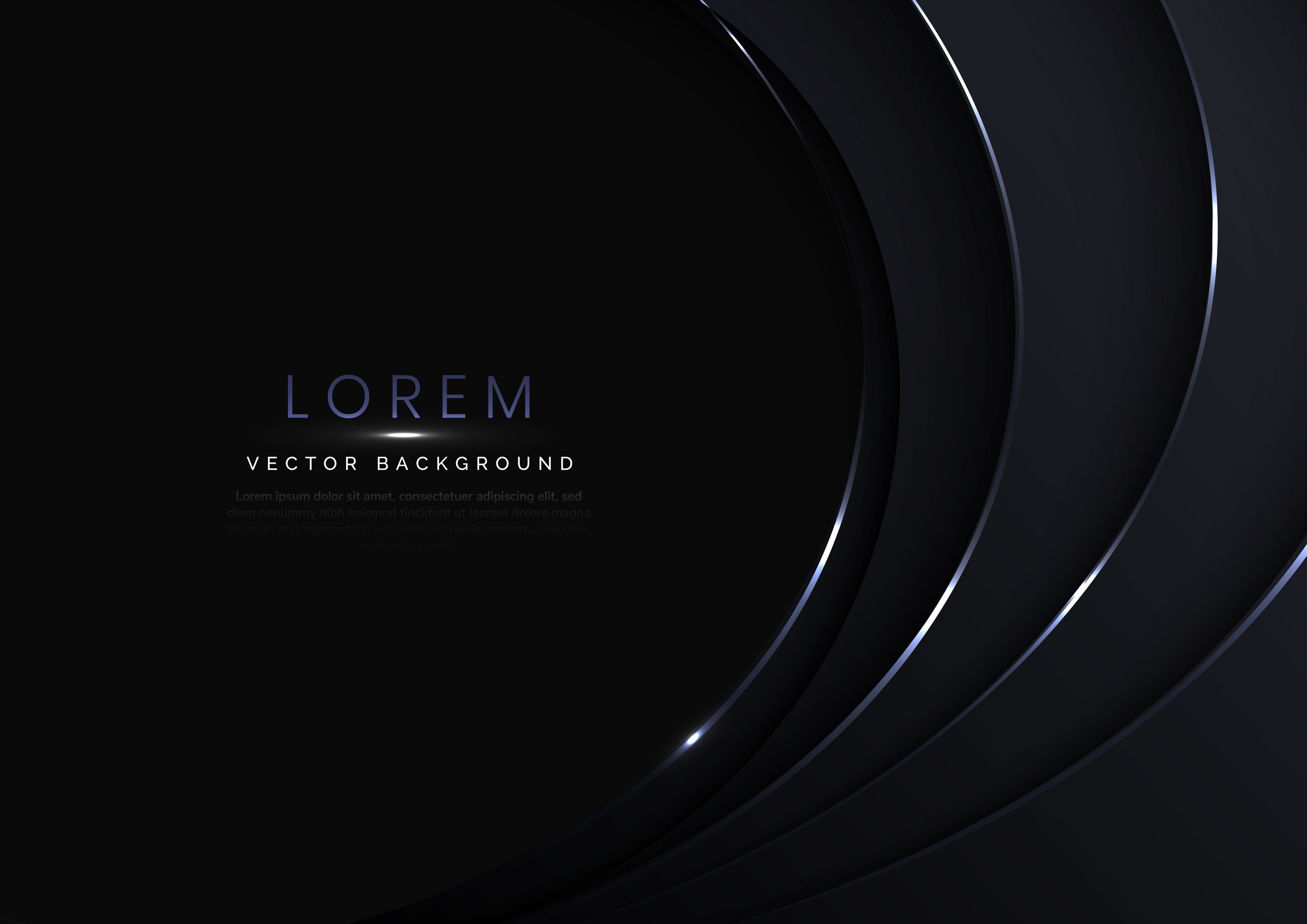 Abstract Dark Geometric Curve Overlap Layer On Black Background