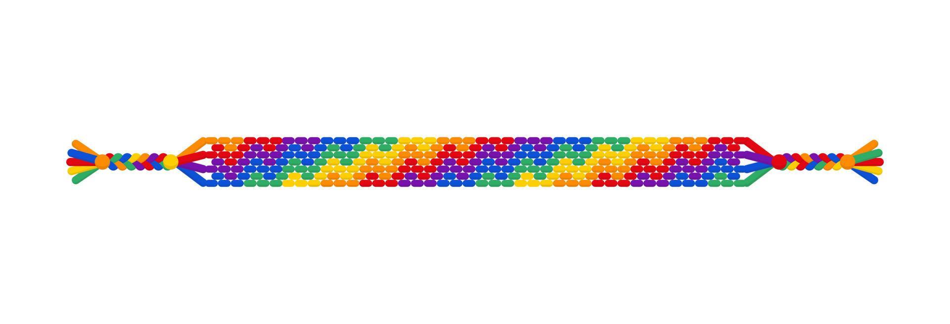 Vector Rainbow Lgbt Handmade Striped Hippie Friendship Hand Bracelet Of