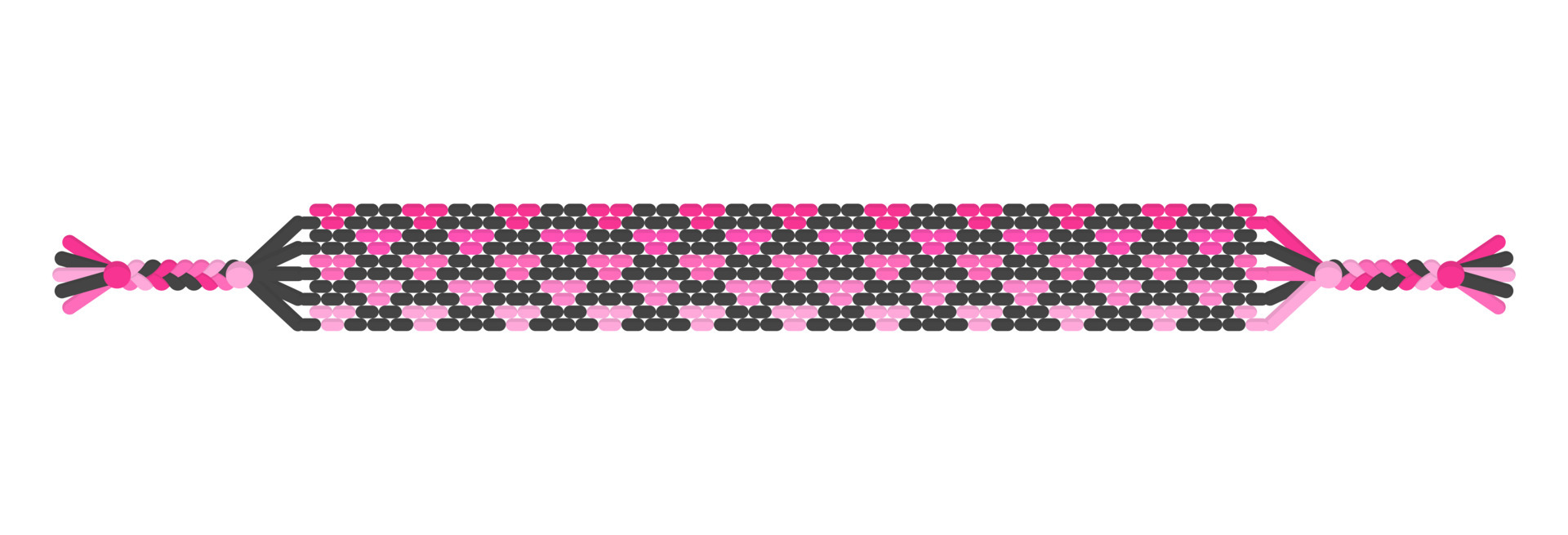 Vector Love Handmade Hippie Friendship Bracelet Of Black And Pink