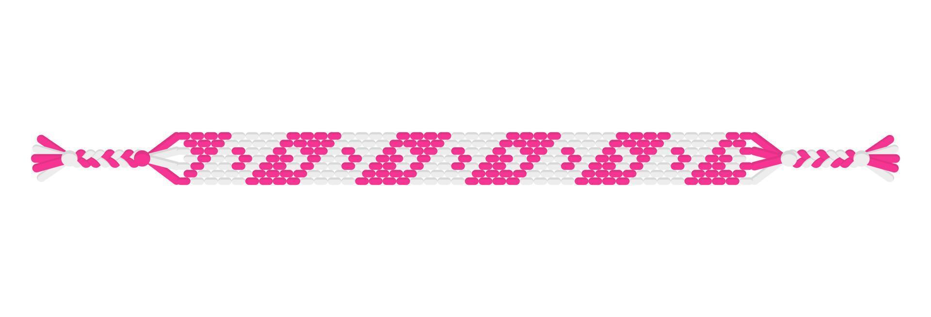 Vector Boho Love Handmade Hippie Friendship Bracelet Of Pink And White