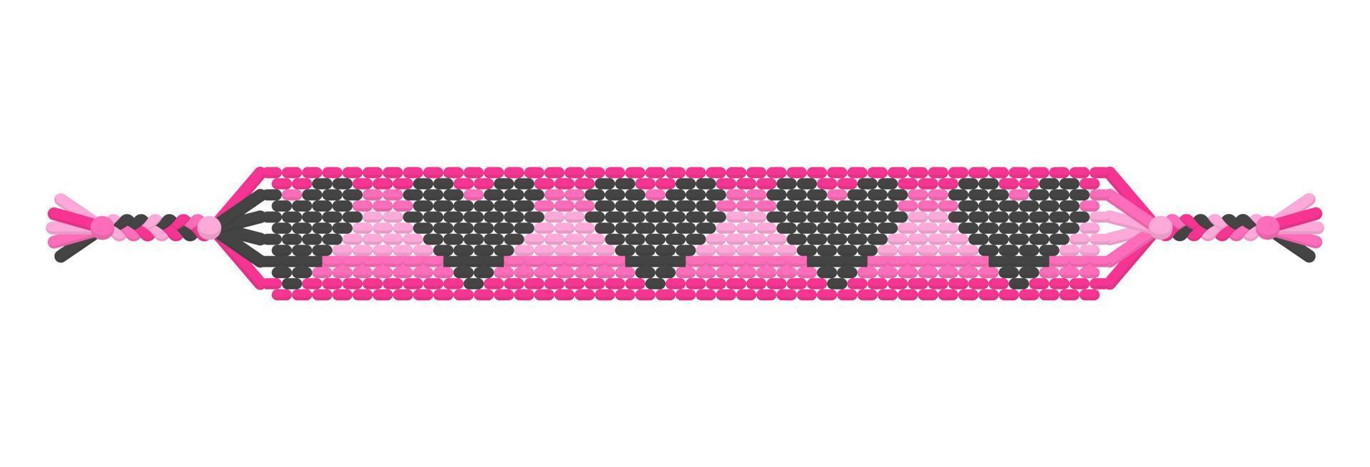 Vector Boho Handmade Hippie Friendship Bracelet Of Black And Pink