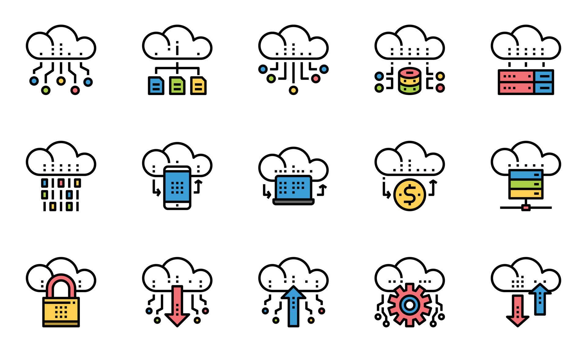 Cloud Data Technology Services Icons Vector , Network, Database, Download, 4679715 Vector Art at ...