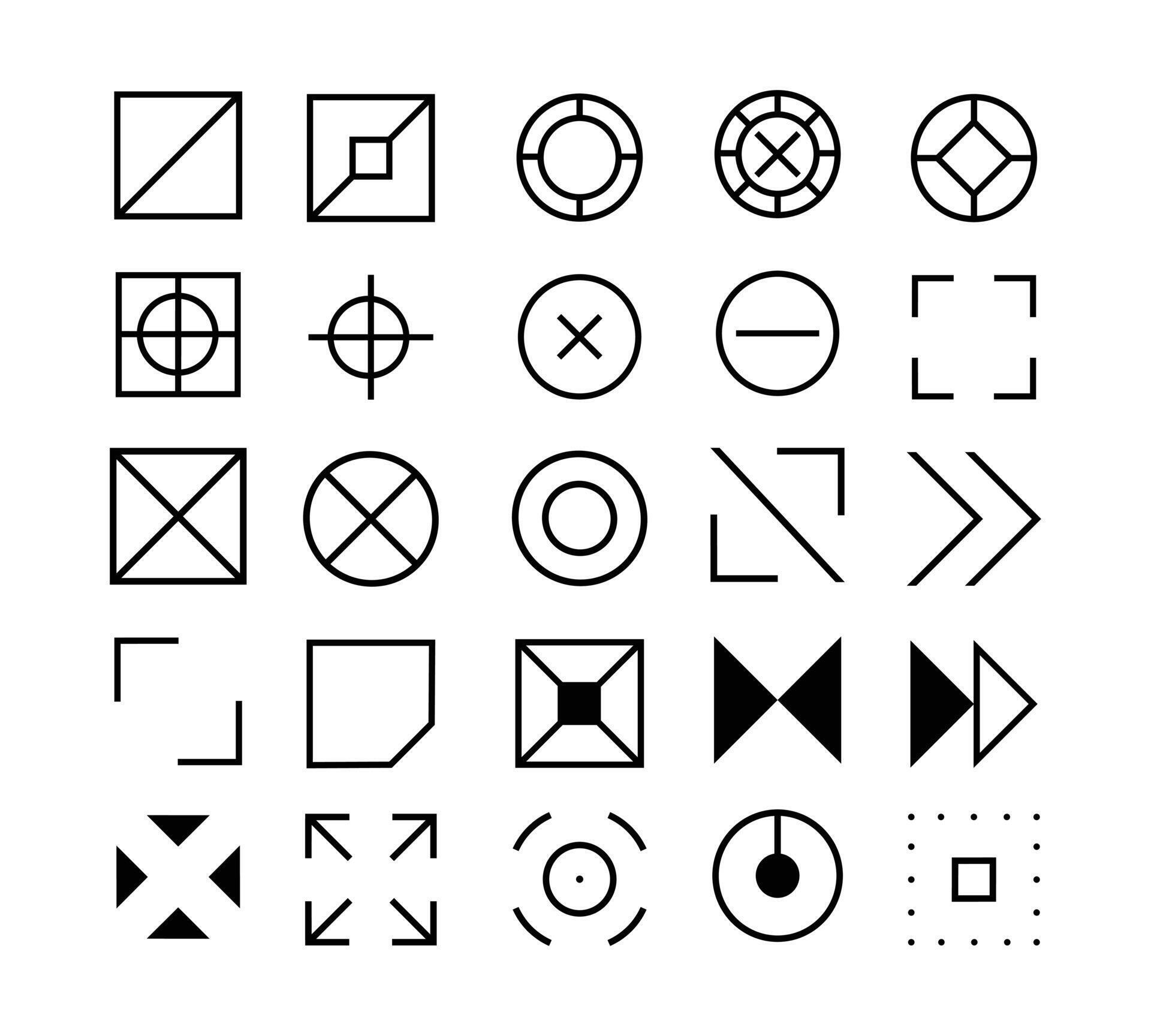 set of abstract futuristic icons for modern design in cyber theme ...