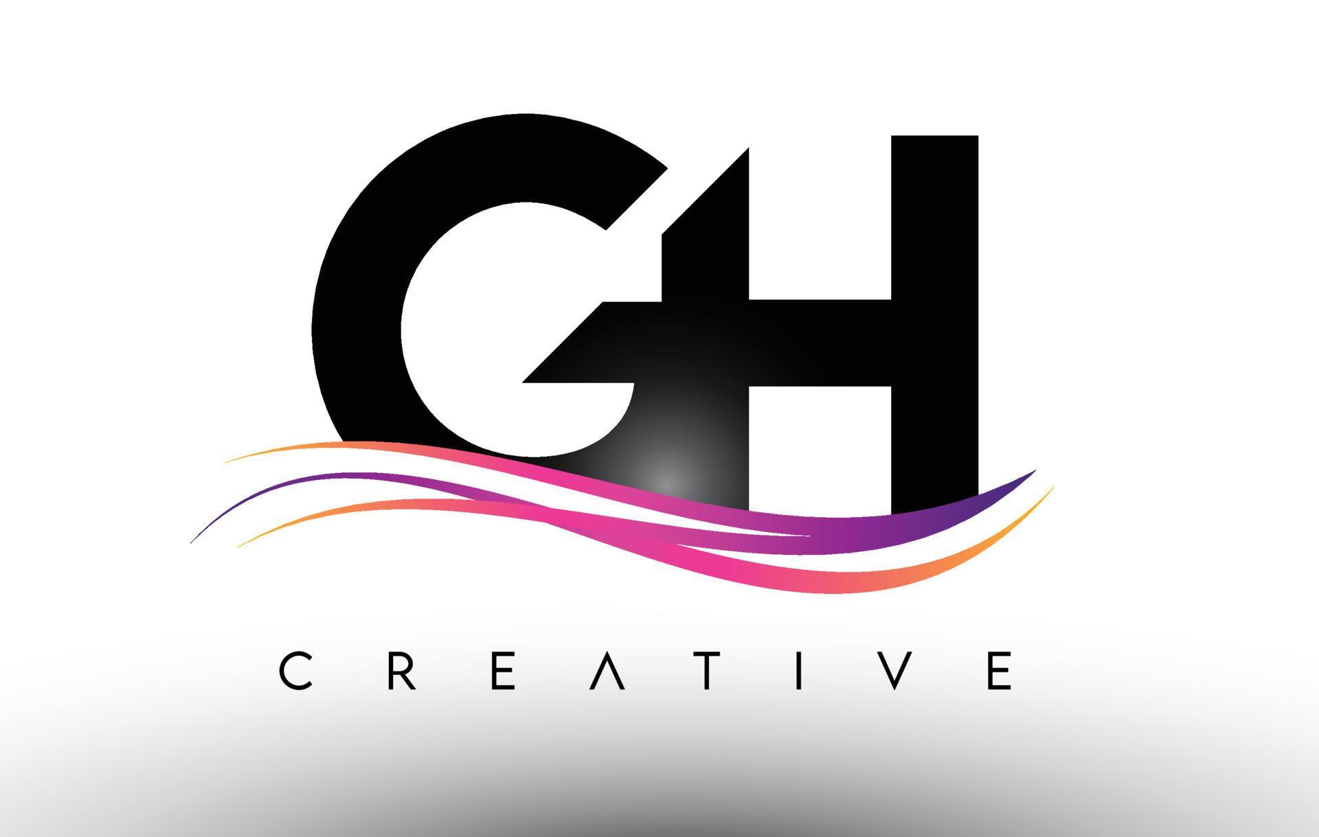 GH Logo Letter Design Icon. GH Letters with Colorful Creative Swoosh ...