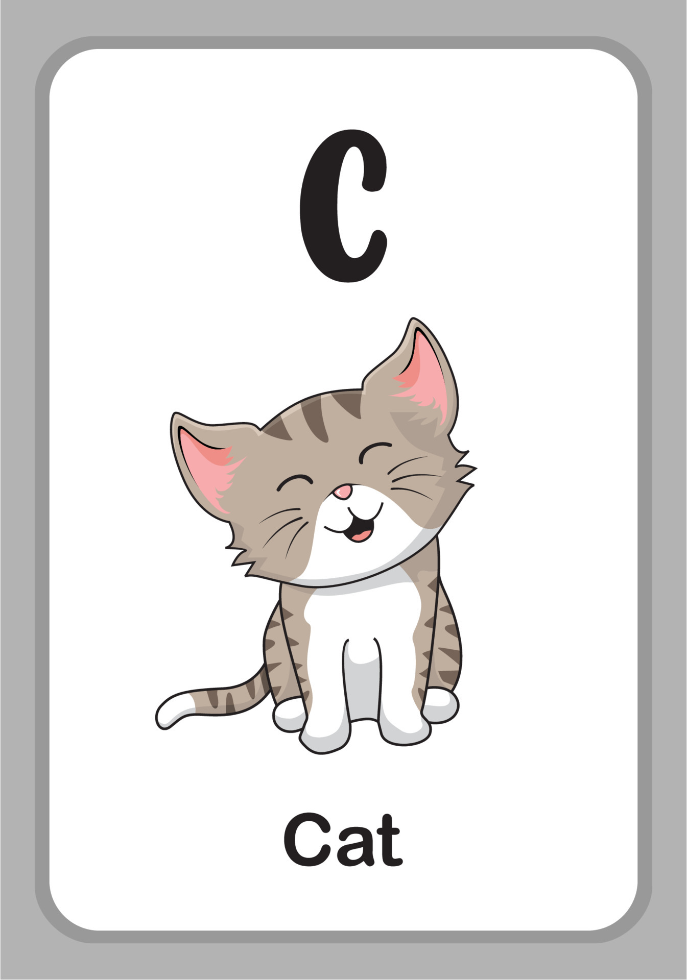 Animal Alphabet Education Flashcards - C for Cat 4705605 Vector Art at ...