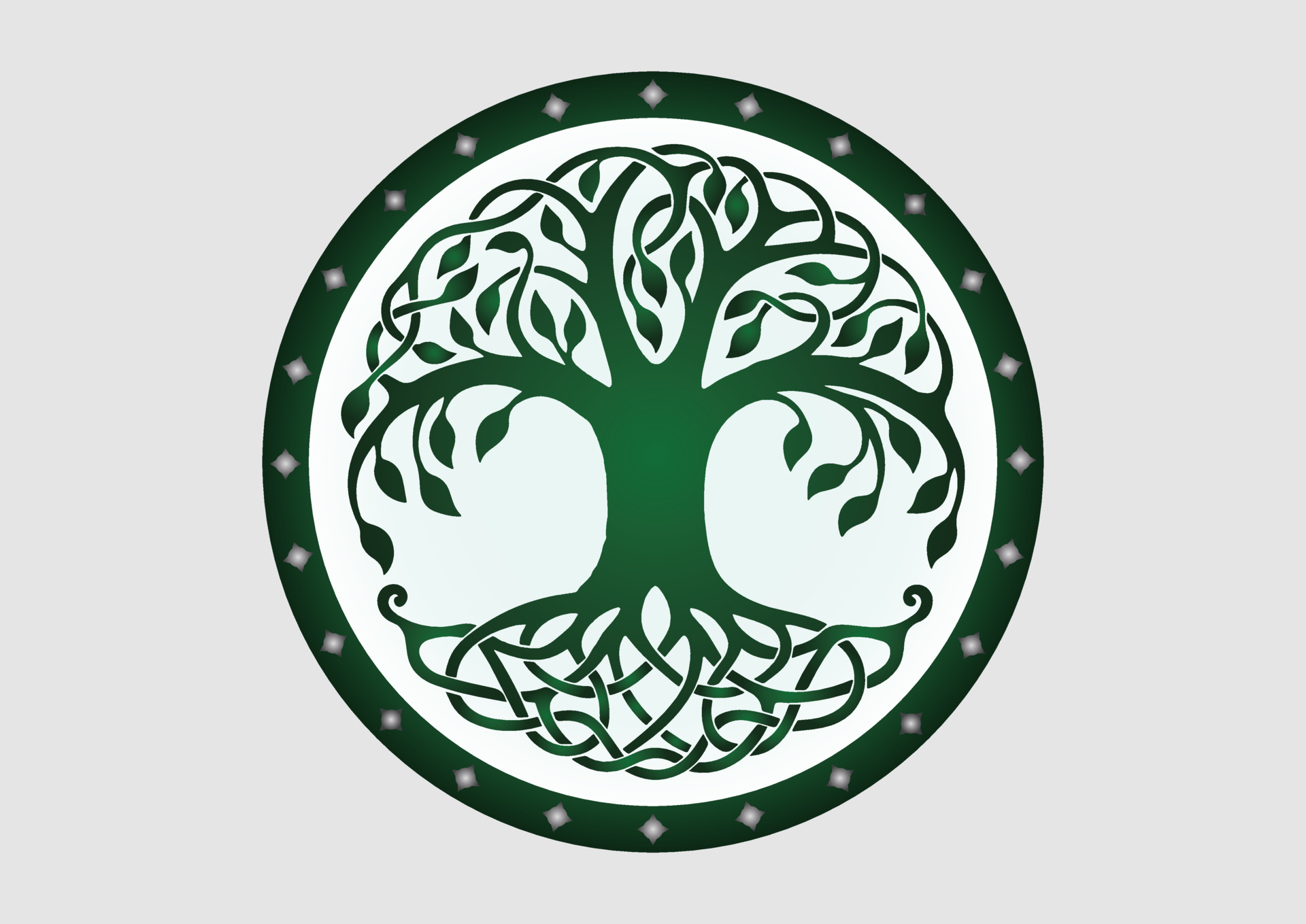 Watercolor Tree of Life Symbol. Vector illustration of green Tree of ...
