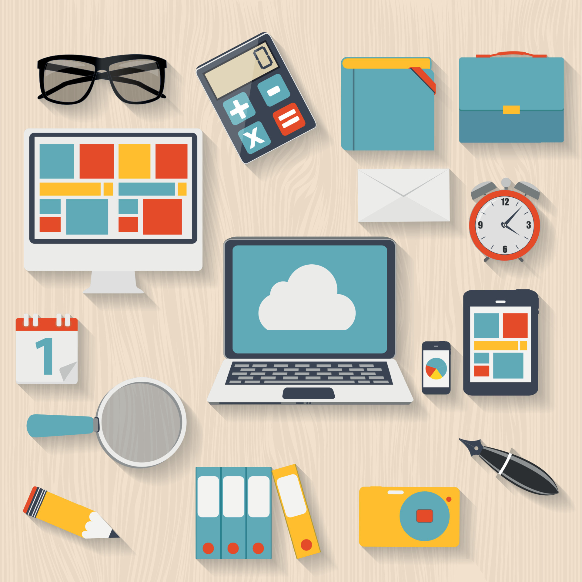 Modern Flat Icon Set for Web and Mobile Application 4708608 Vector Art ...