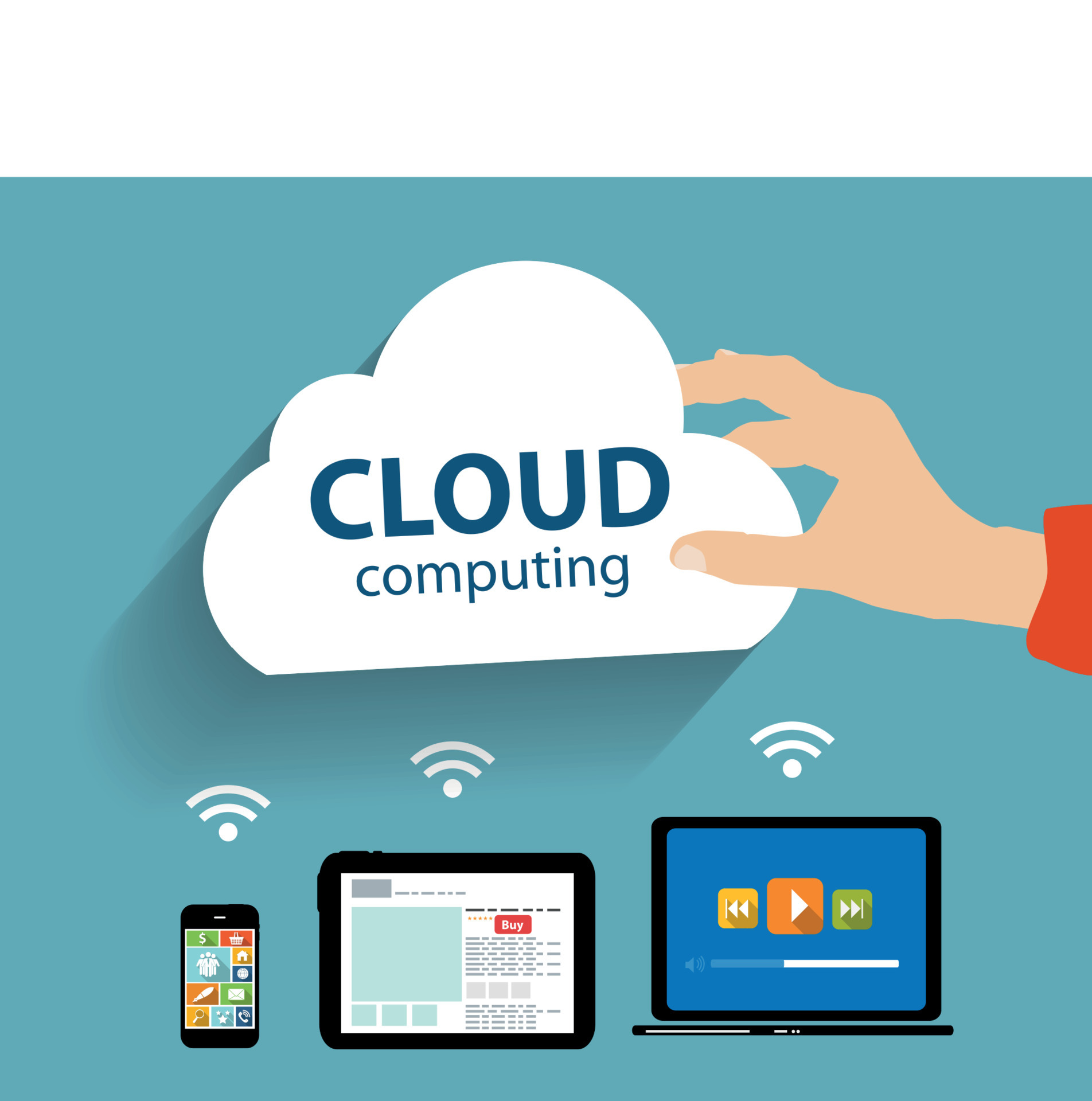 Cloud Computing Concept on Different Electronic Devices. Vector 4708813 ...