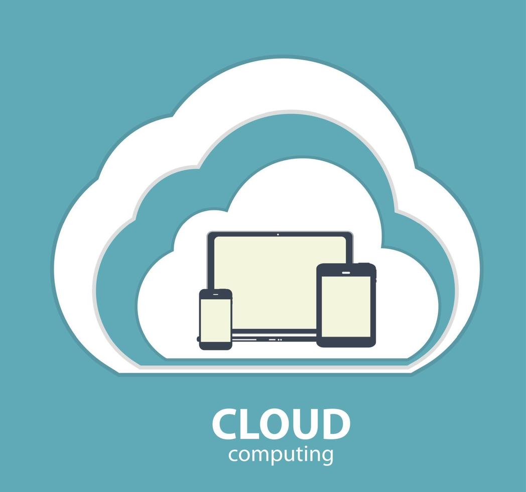 Cloud Computing Concept on Different Electronic Devices. Vector 4708874 ...