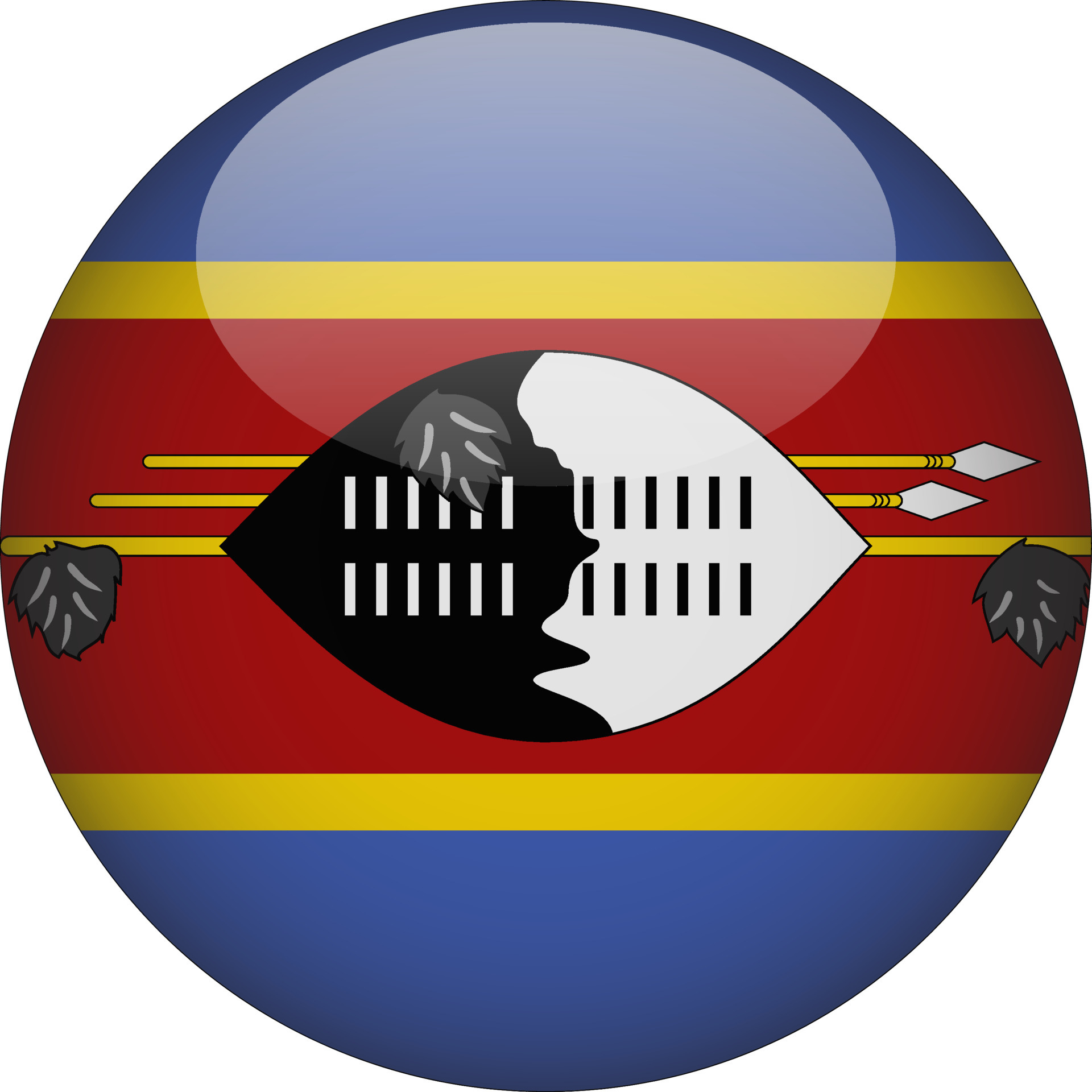 Eswatini 3d Rounded National Flag Button Icon Illustration 4711555