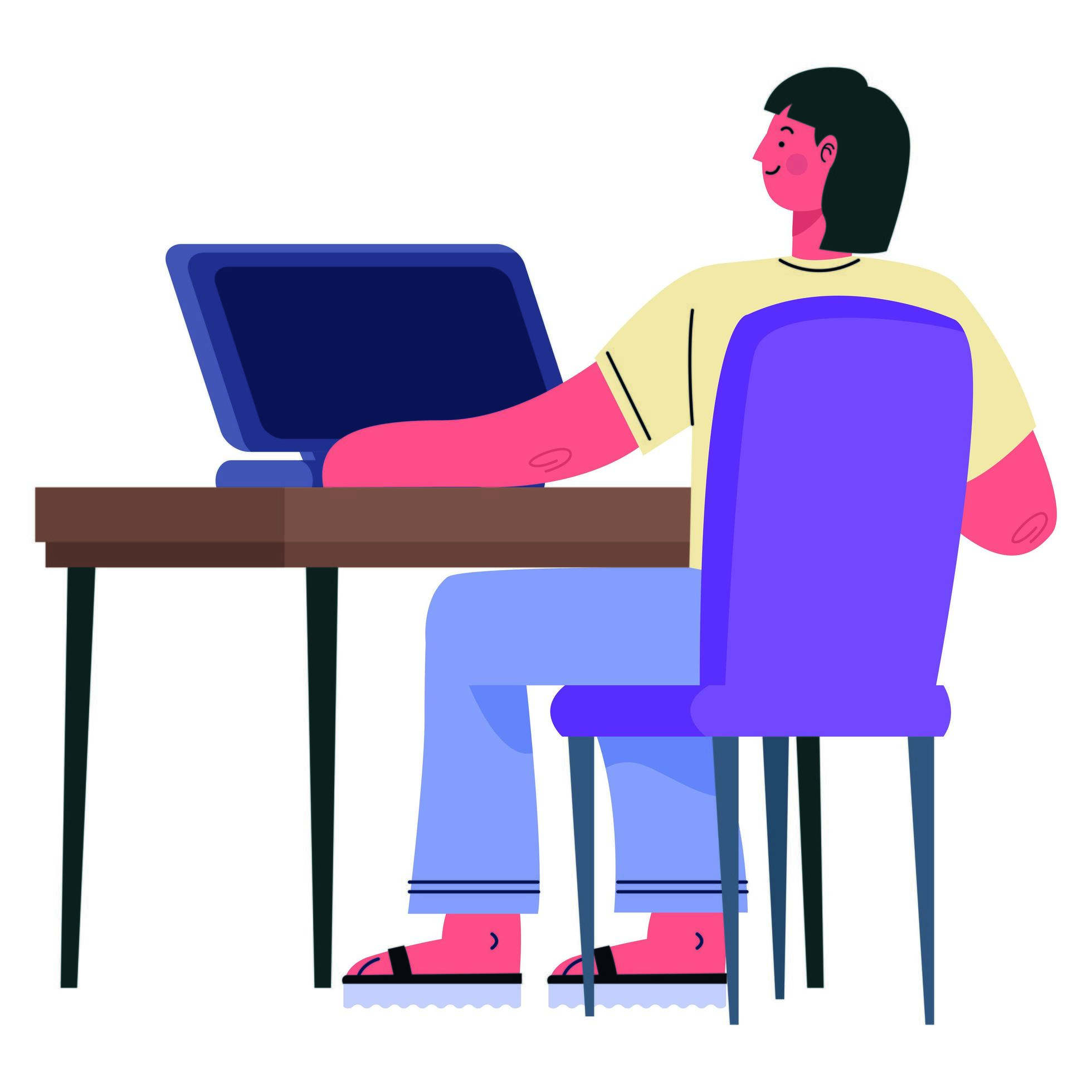 young man using laptop 4713625 Vector Art at Vecteezy