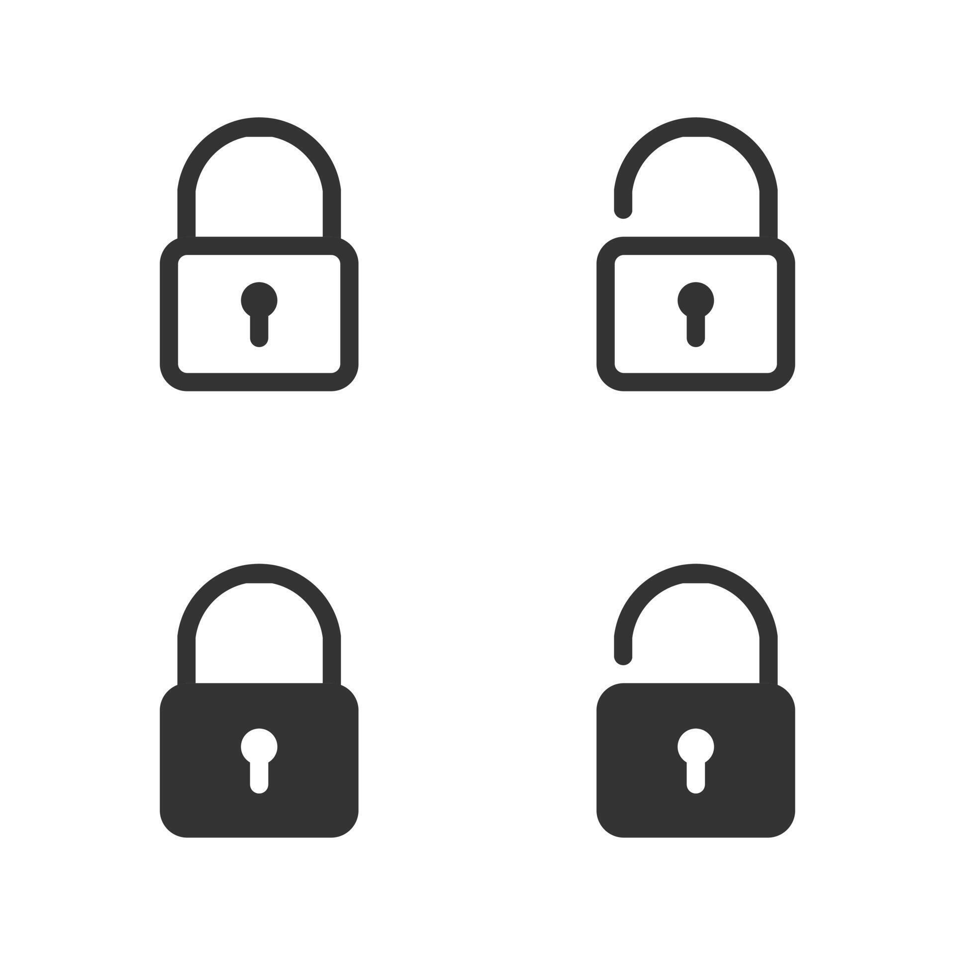Lock and unlock icon on white background. Outline and solid style icon ...