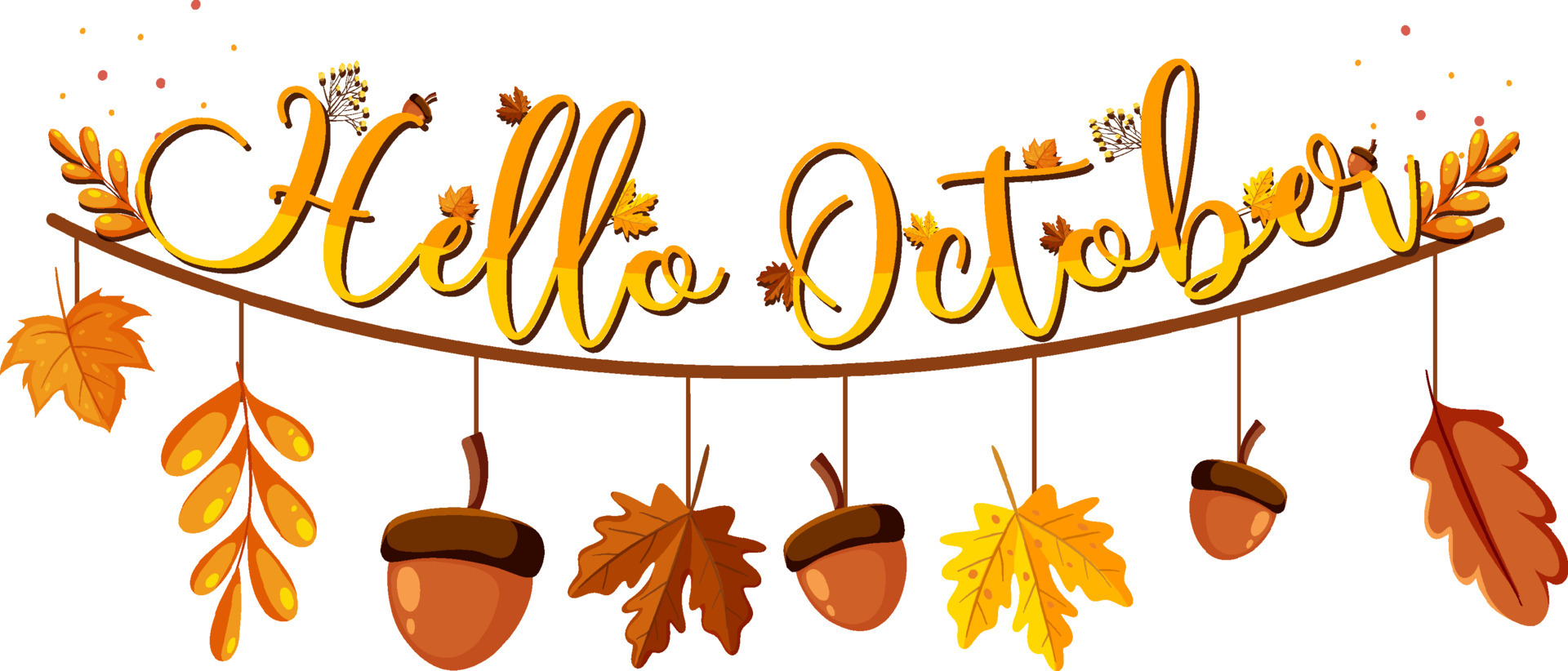 Hello October with ornate of autumn leaves 4720288 Vector Art at Vecteezy