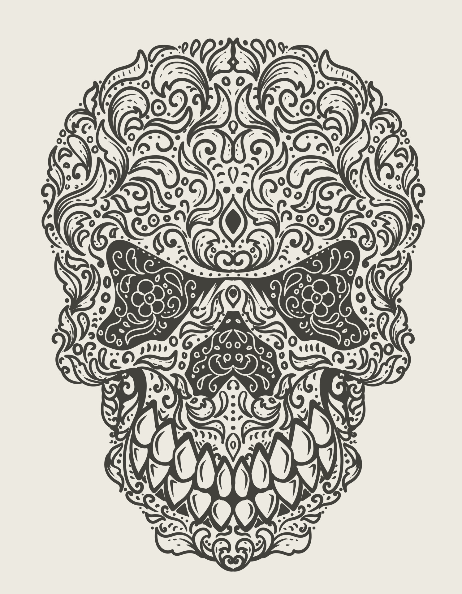 illustration vector skull ornament pattern style 4725174 Vector Art at ...