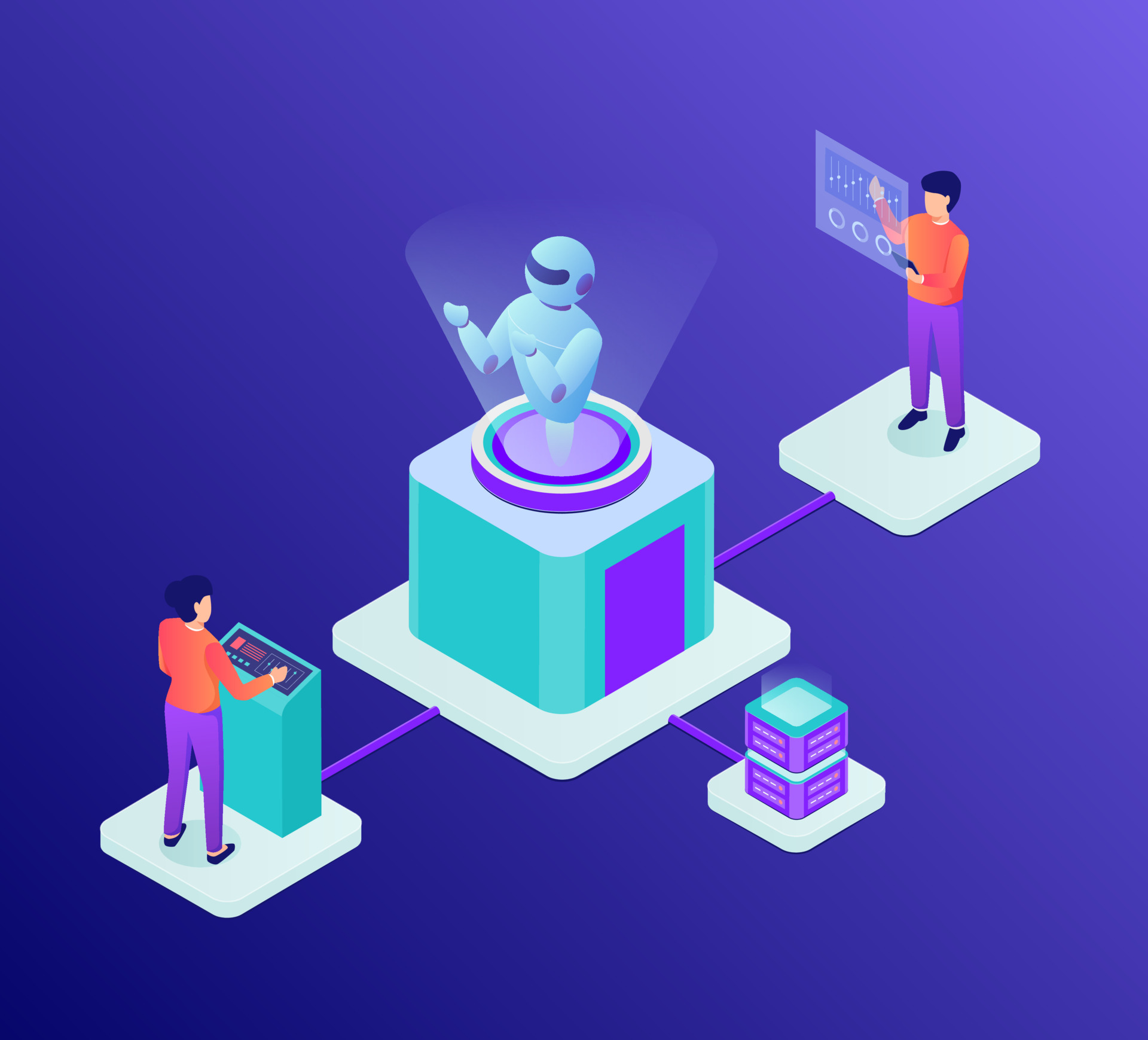 ai artificial intelligence development concept with robot and people ...