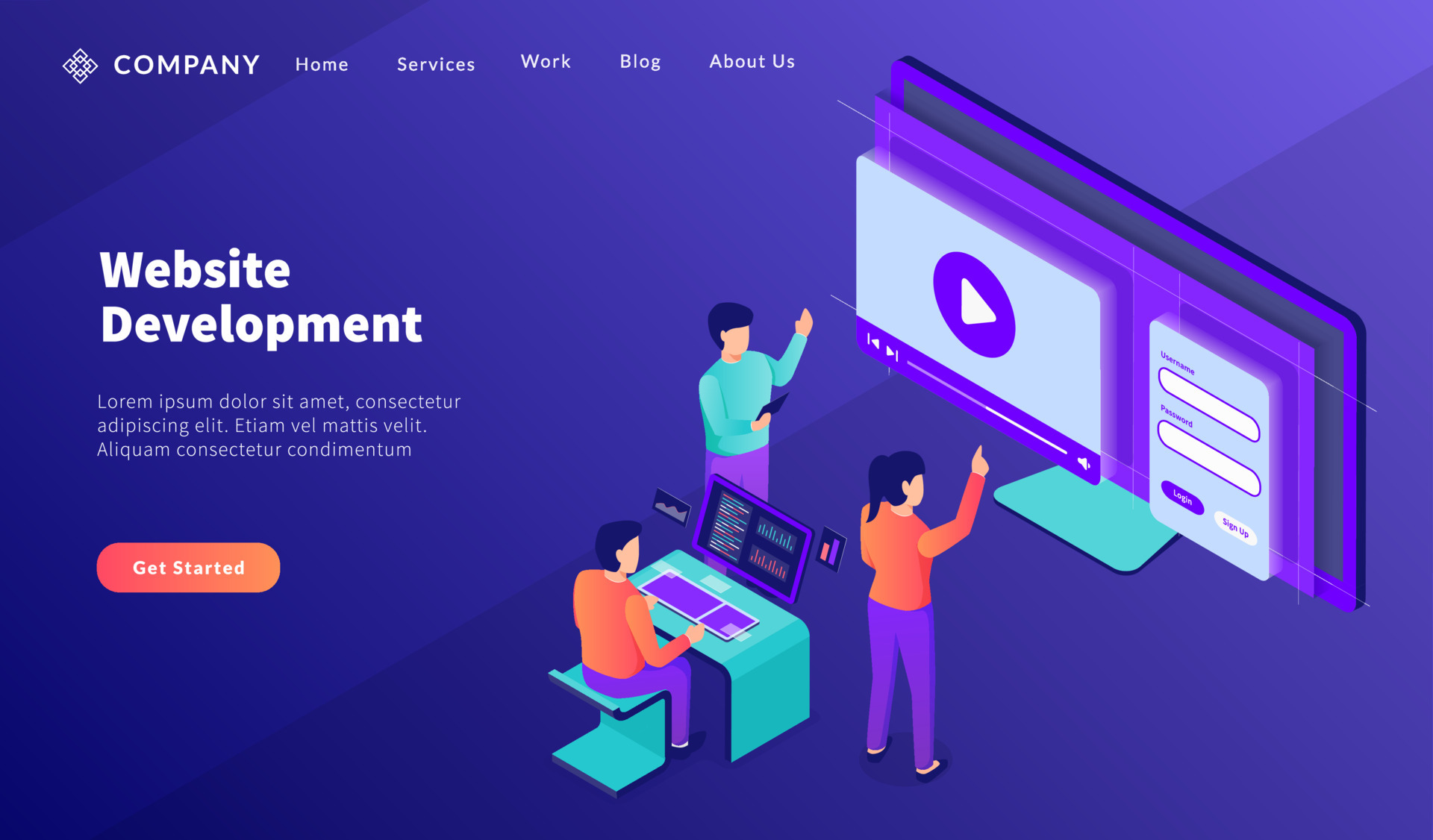team developer work for website development for website template or ...