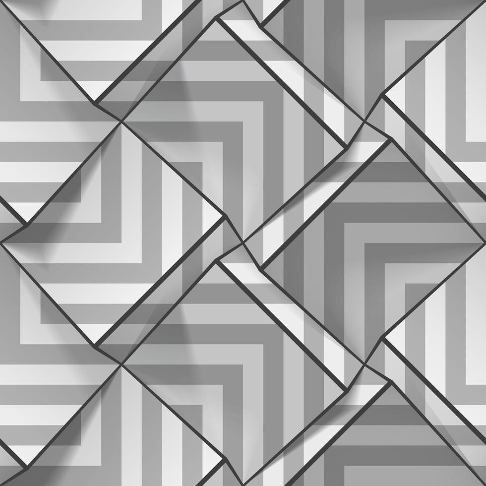 Light gray seamless geometric pattern with strips. Volume cubes with ...
