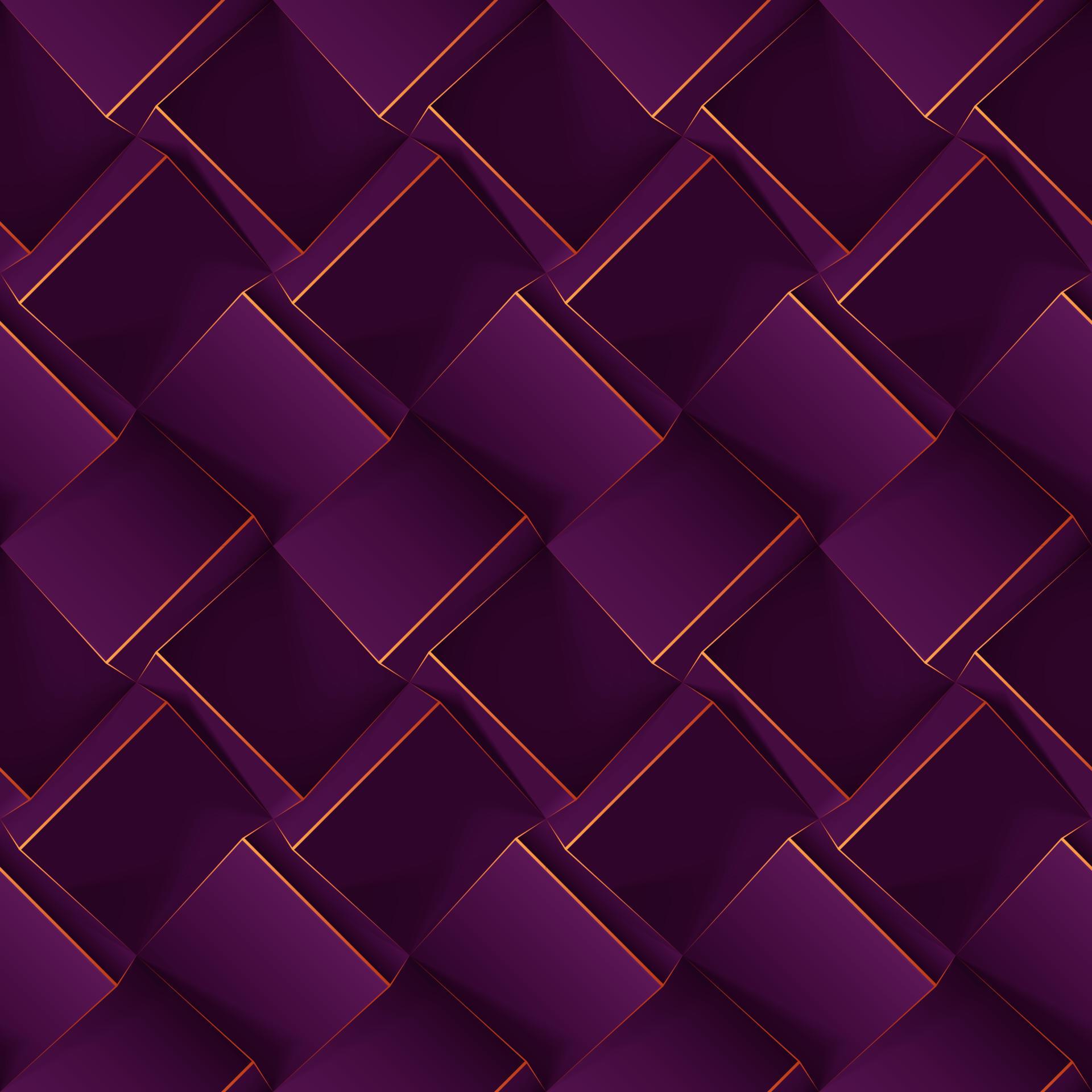 Dark Violet Seamless Geometric Pattern Realistic 3d Cubes With Thin Lines Vector Template For