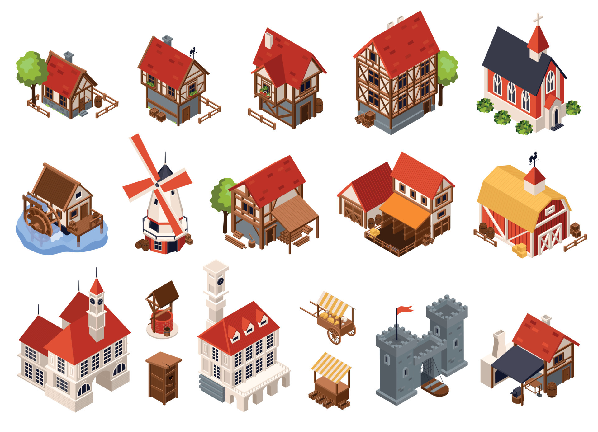 Medieval Architecture Set 4728577 Vector Art at Vecteezy