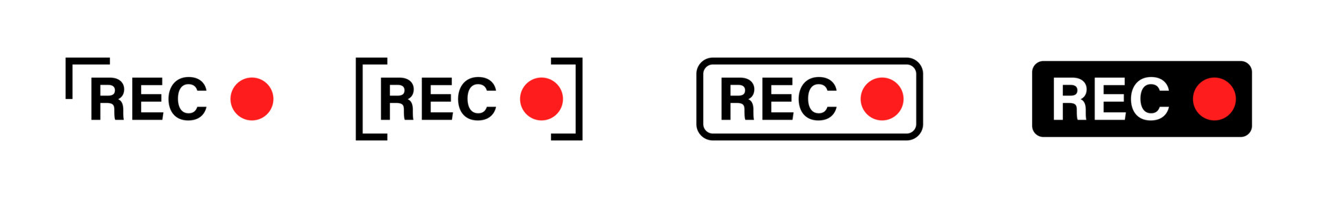 Recording sign icon. Red logo camera video recording symbol. Rec icon ... Recording sign icon. Red logo camera video recording symbol. Rec icon ...