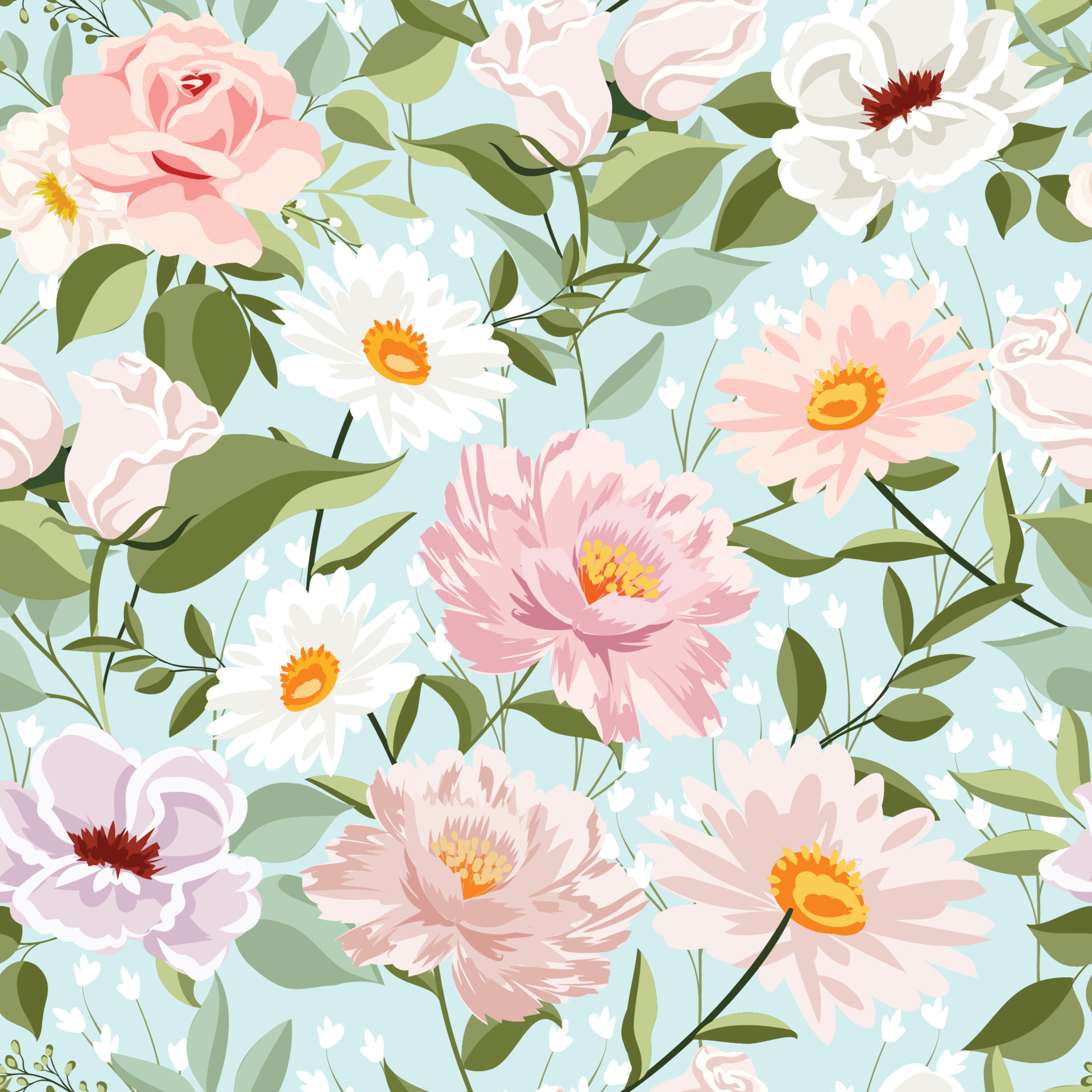 Spring Floral Seamless Background 4733680 Vector Art At Vecteezy