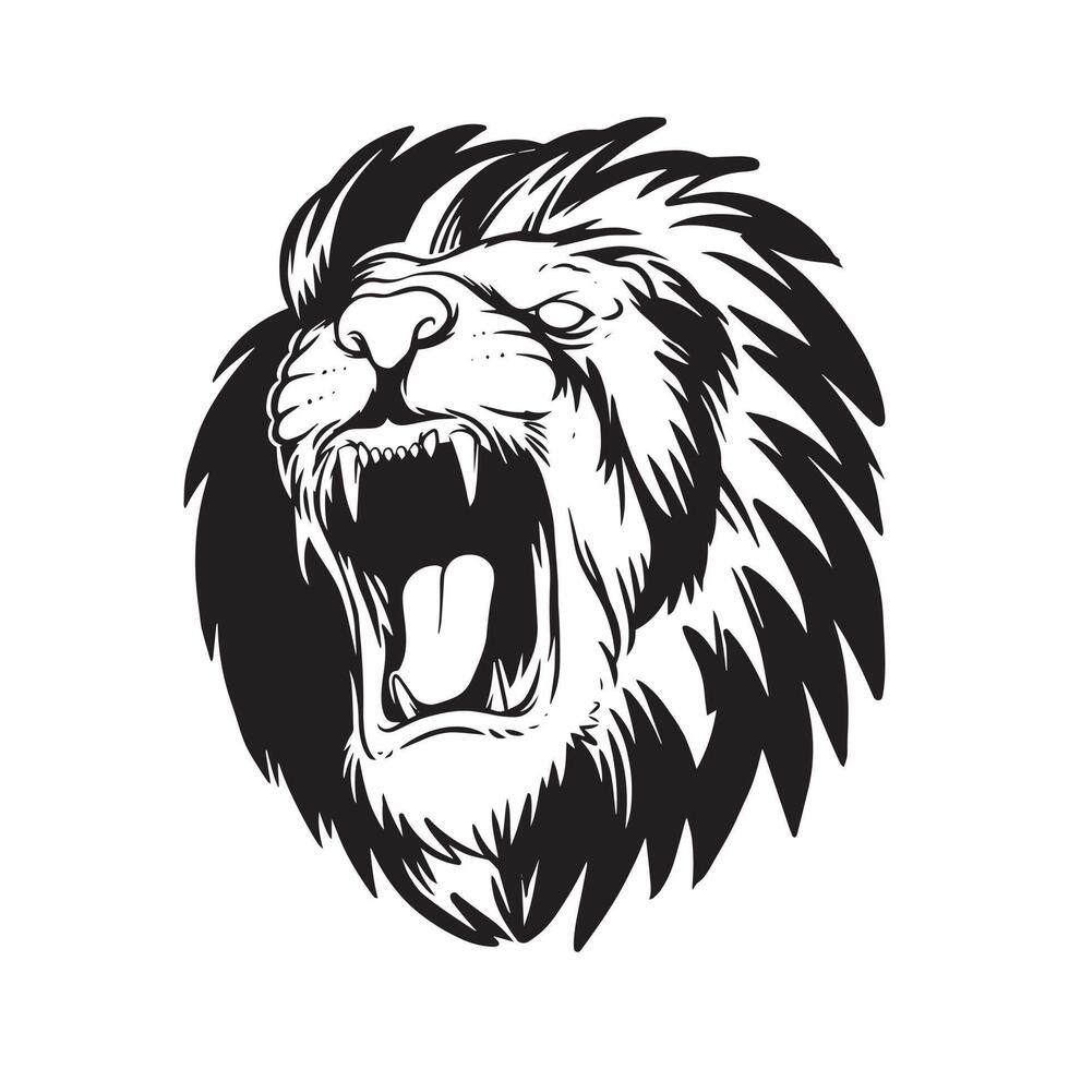 a roaring lion, the king of the jungle. a hand drawn illustration of a ... a roaring lion, the king of the jungle. a hand drawn illustration of a ...