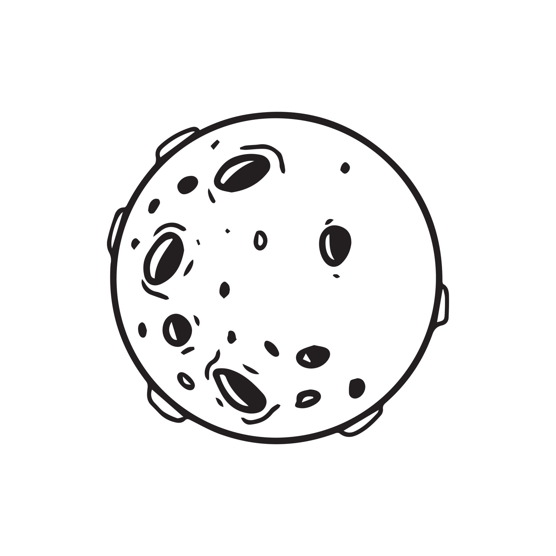 An Outer Space Object With Craters Illustration In Uncolored Outline an-outer-space-object-with-craters-illustration-in-uncolored-outline
