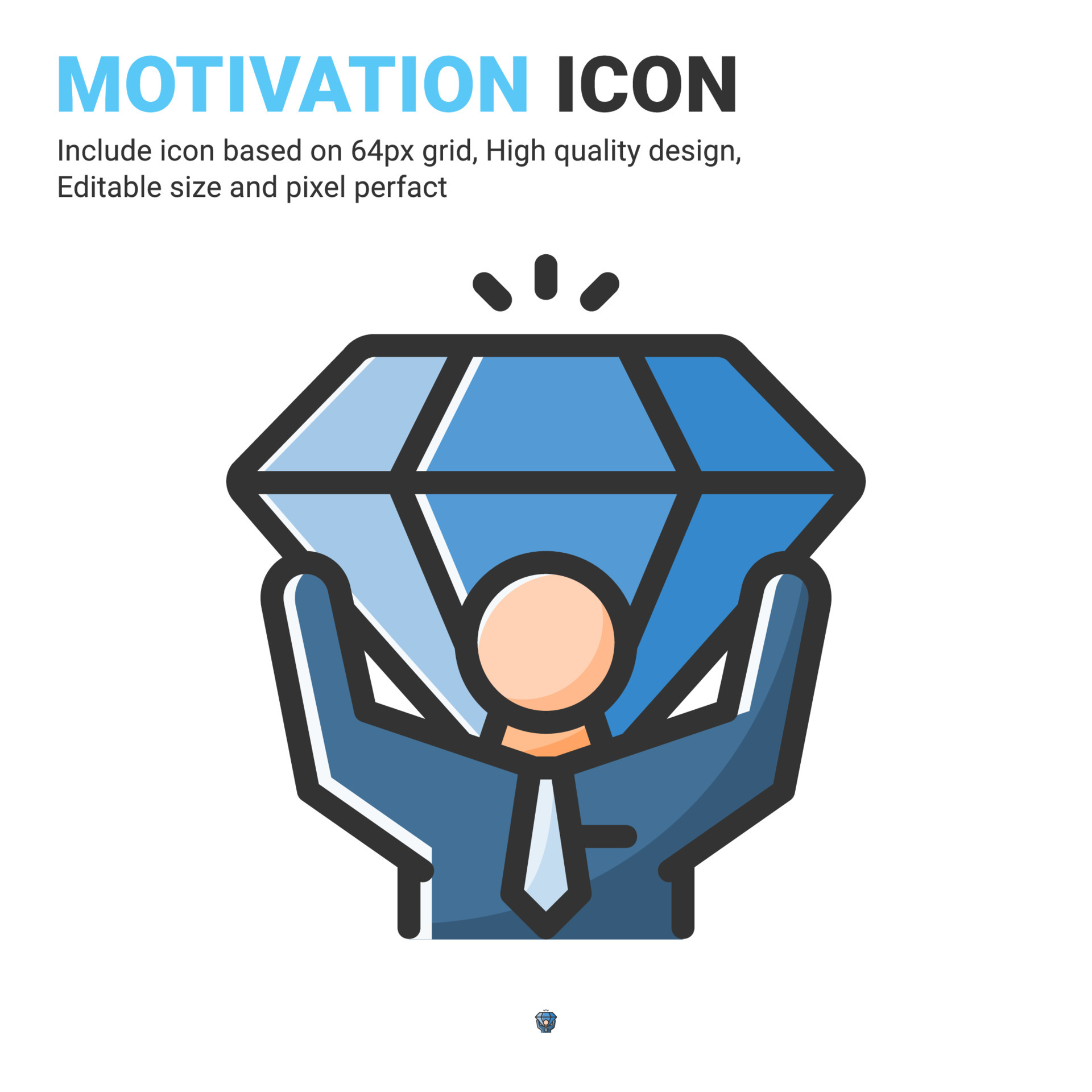 Self Motivation Idea Icon Vector With Outline Color Style Isolated On White Background Vector