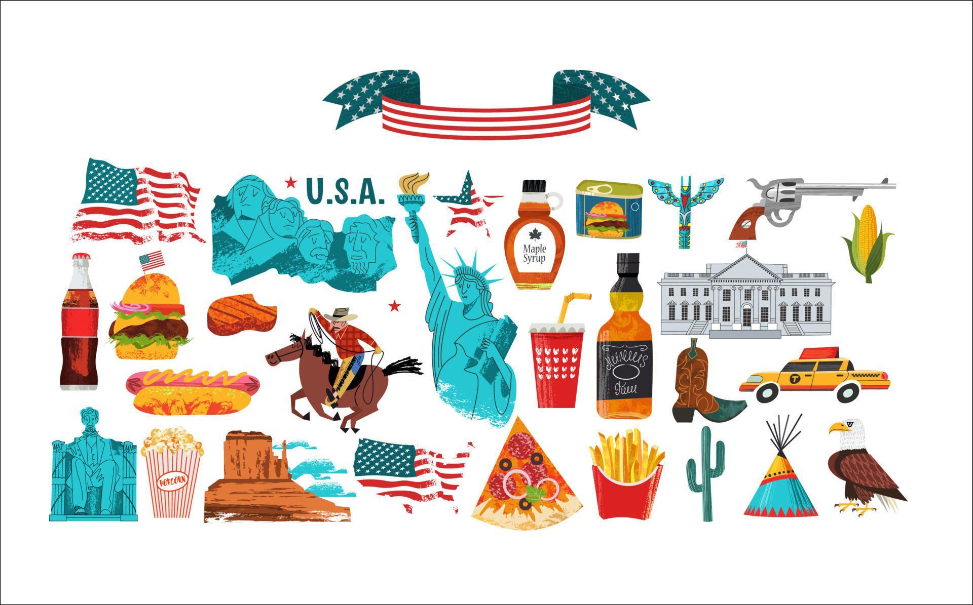 USA. Great collection of items, attractions, traditions, Souvenirs and ...