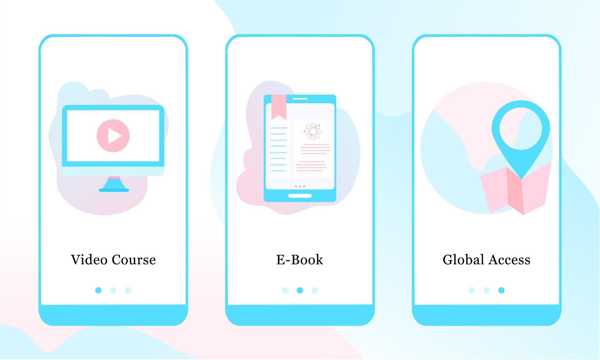 Mobile application design template set for Video Course, E-book and ...