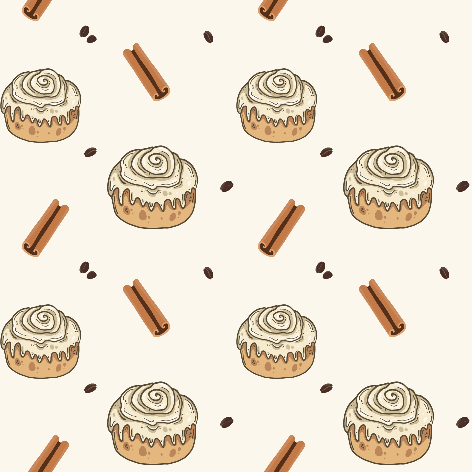 Buns with cinnamon sticks andcoffee beans seamless pattern 4741588 ... Buns with cinnamon sticks andcoffee beans seamless pattern 4741588 ...