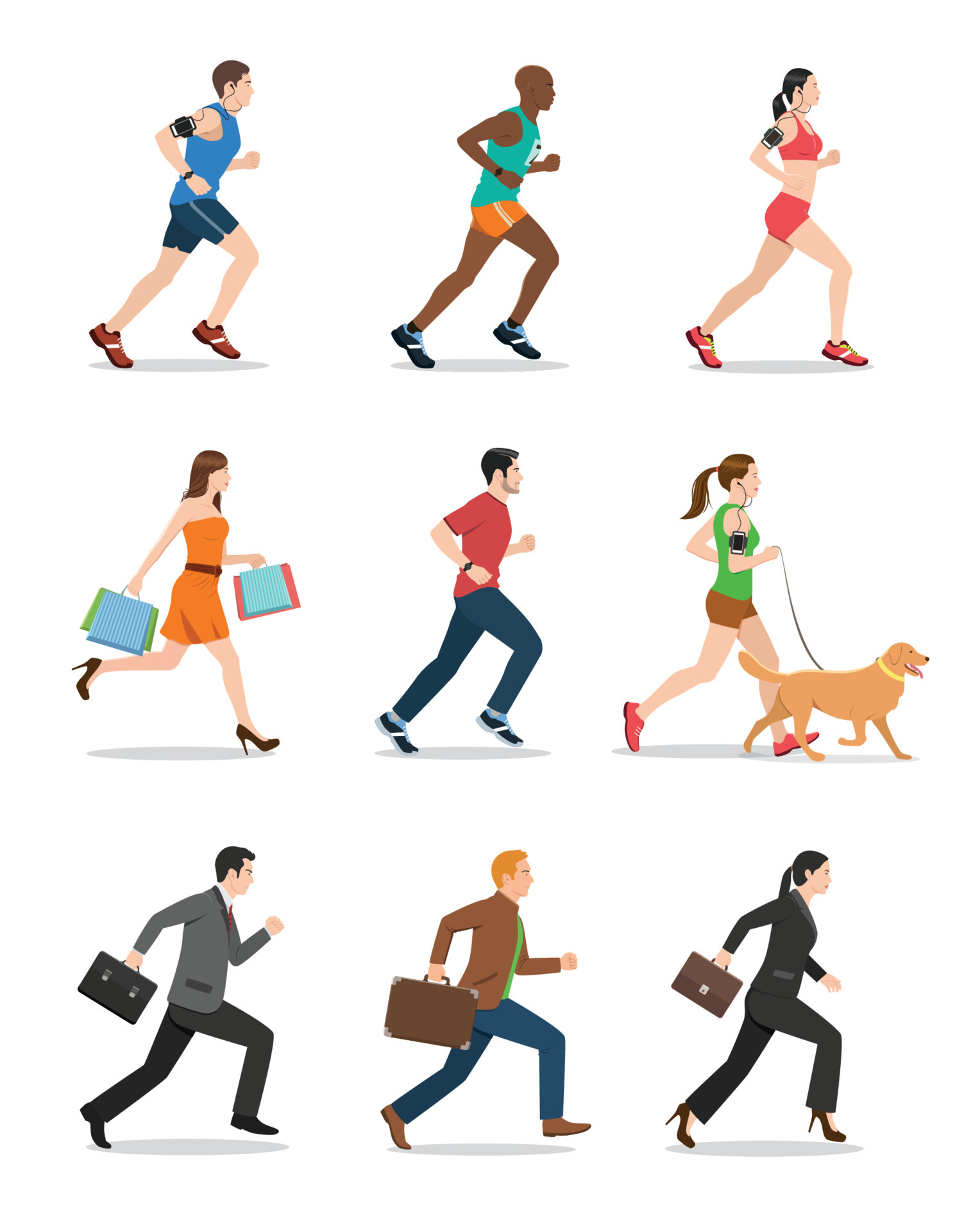 Illustration of Men and Women Running 4742446 Vector Art at Vecteezy