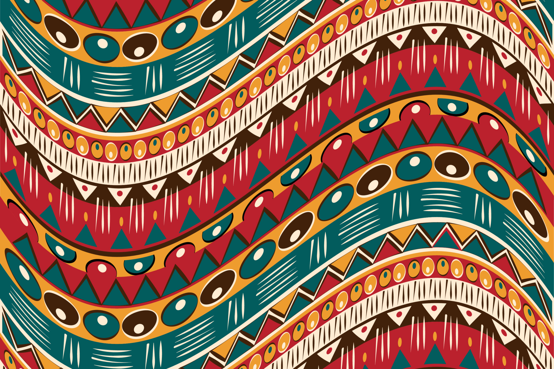 African Print Fabric Tribal Ethnic Ornament Patchwork Pattern