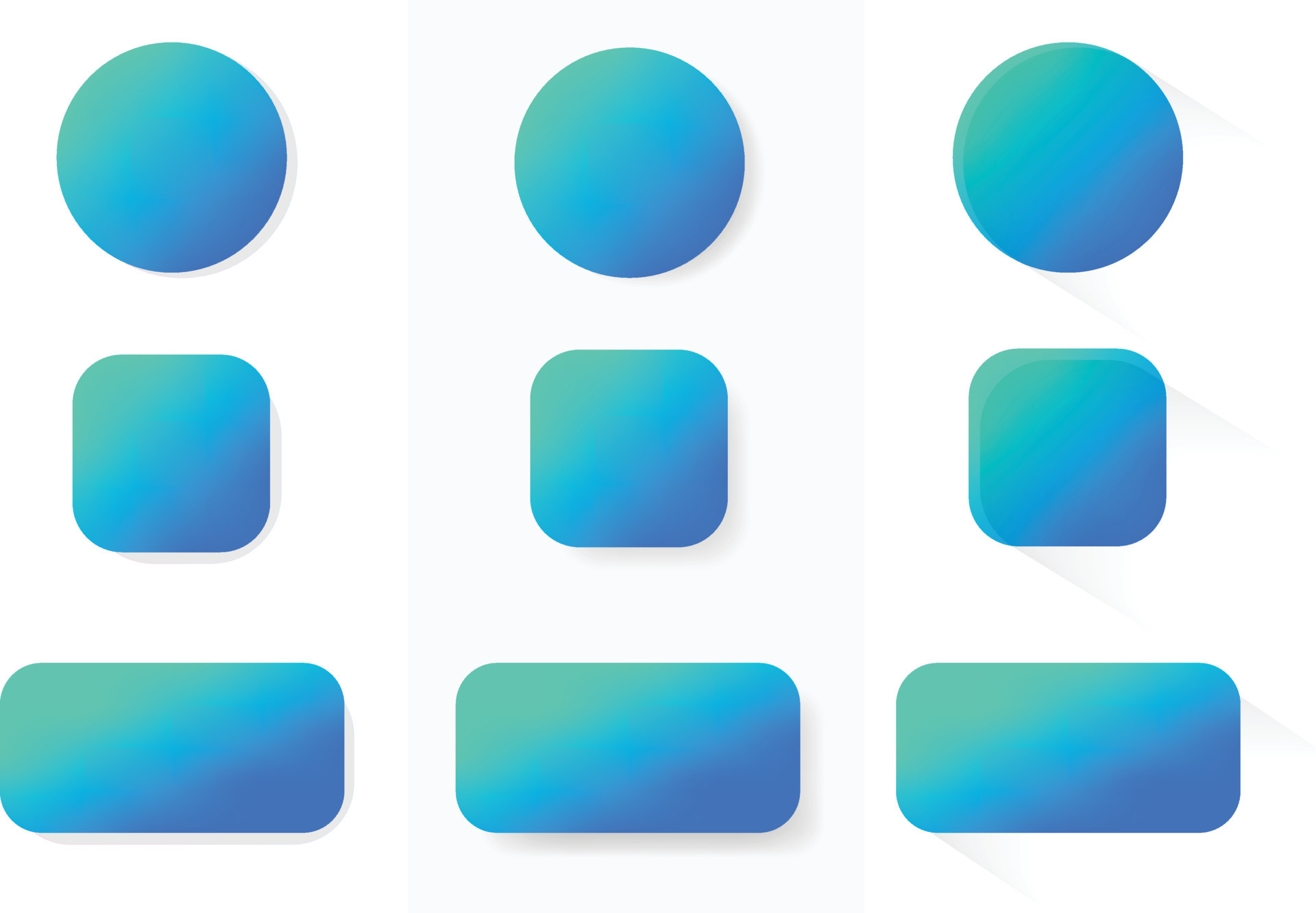 Shadows. Rectangle Square and Circle Shape Shadows in 3 different styles for UI and UX. Call to ...
