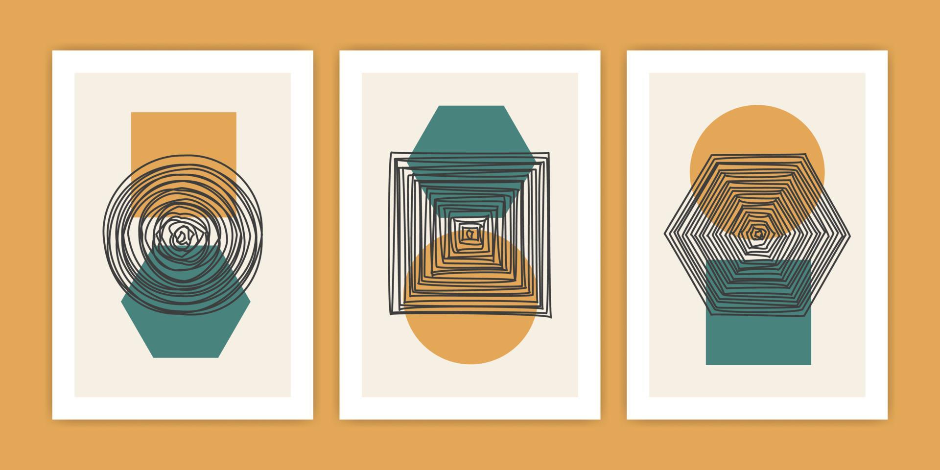 Set of Abstract Geometric Shape Poster Illustration 4749636 Vector Art ...
