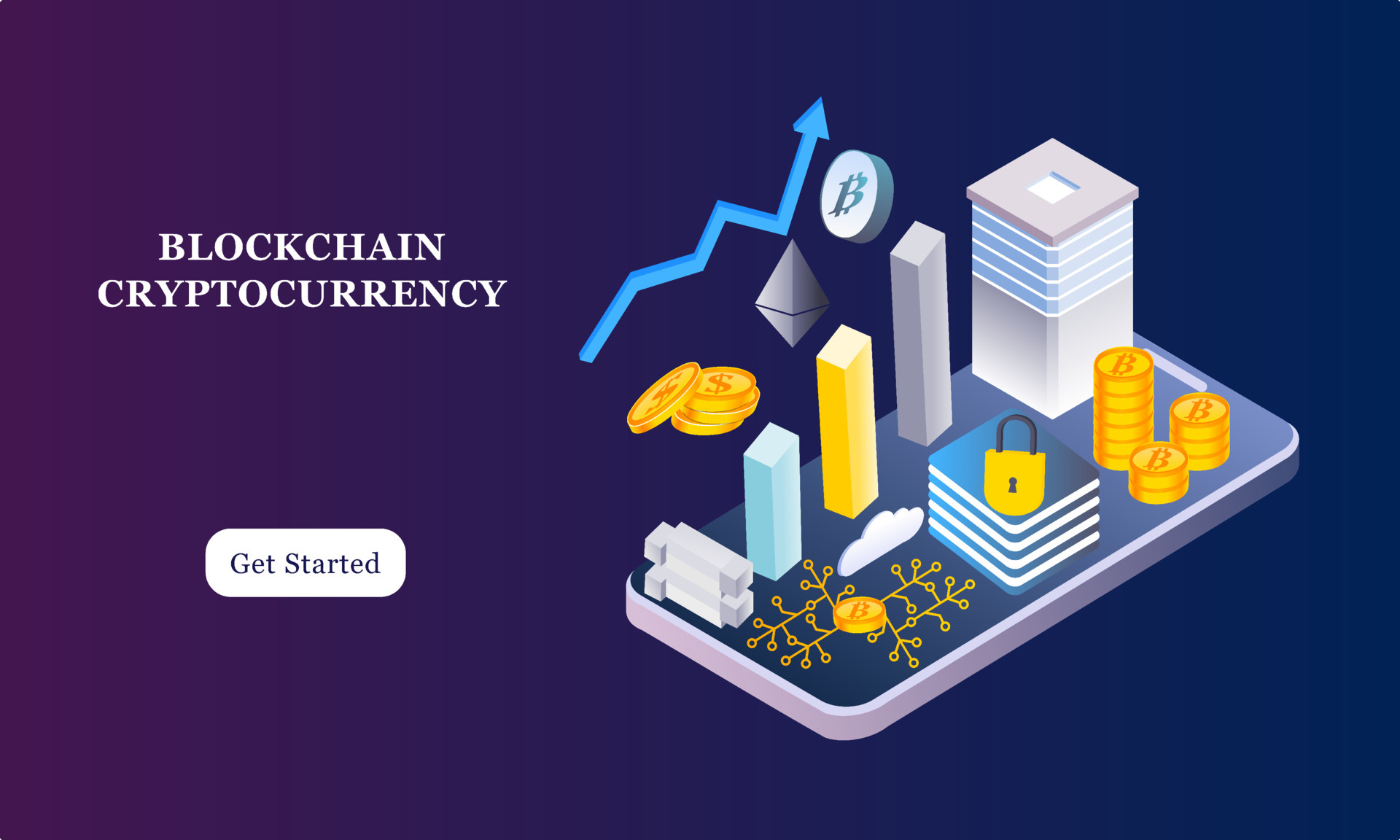 Modern flat design isometric background of blockchain and ...