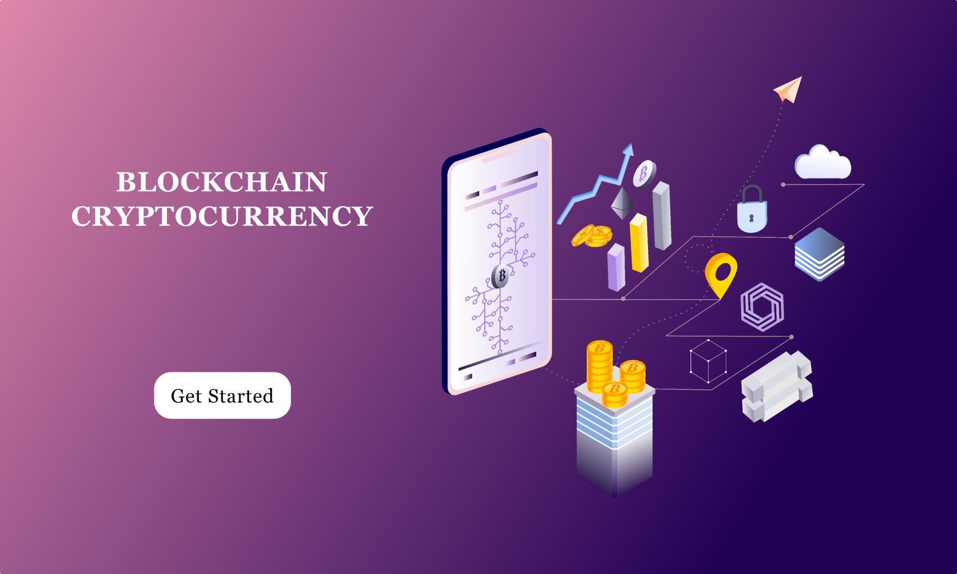 Modern flat design isometric background of blockchain and ...