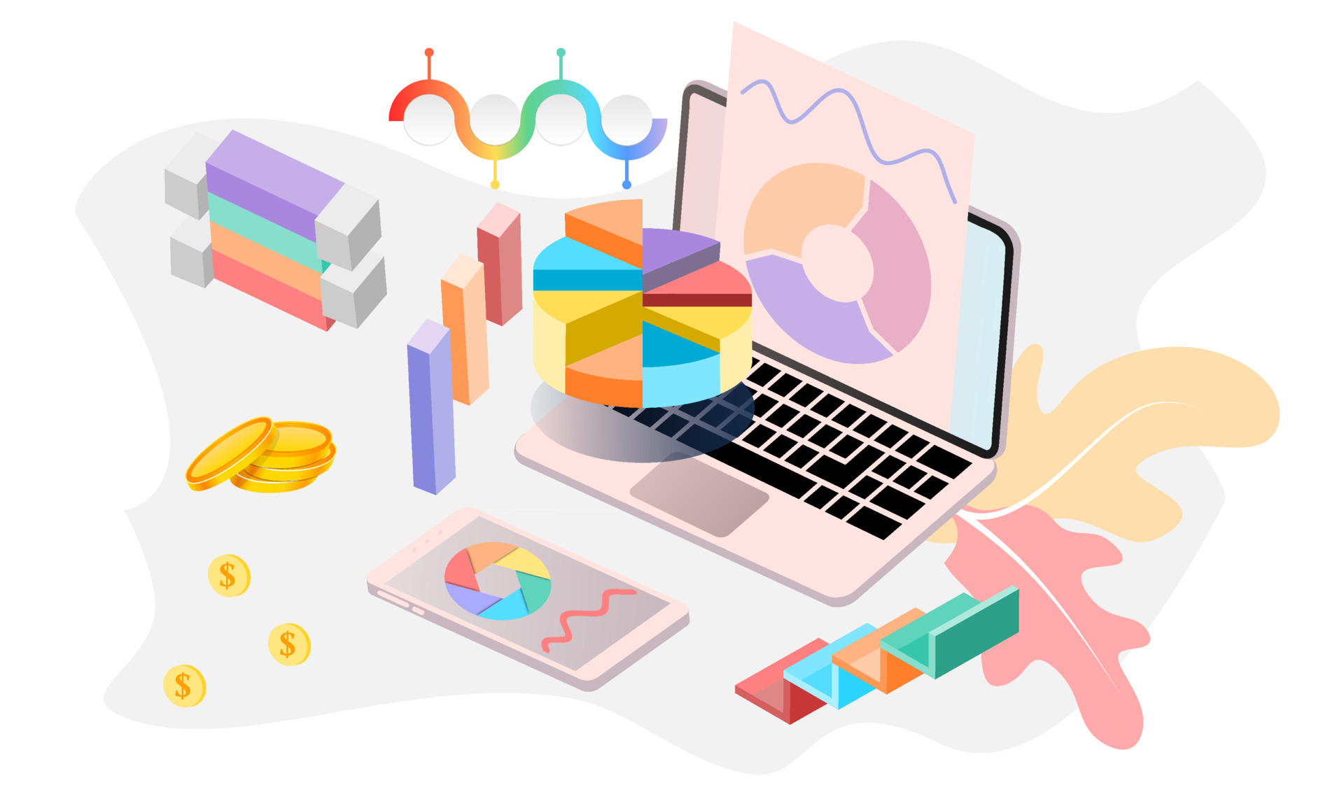 Modern Flat Design 3d Isometric Concept Of Big Data Analysis For Banner