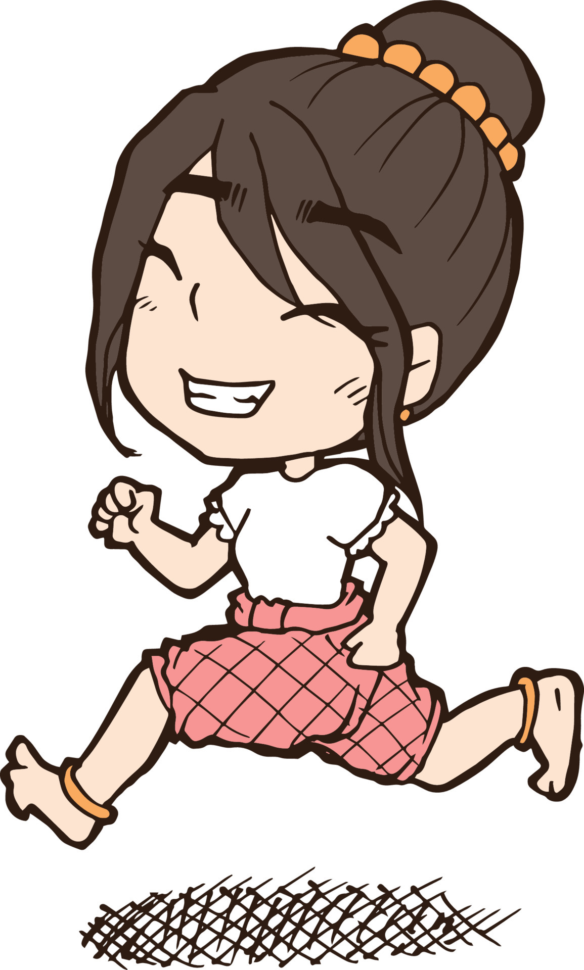 Thai girl running vector cartoon clipart anime cute character cartoon ...