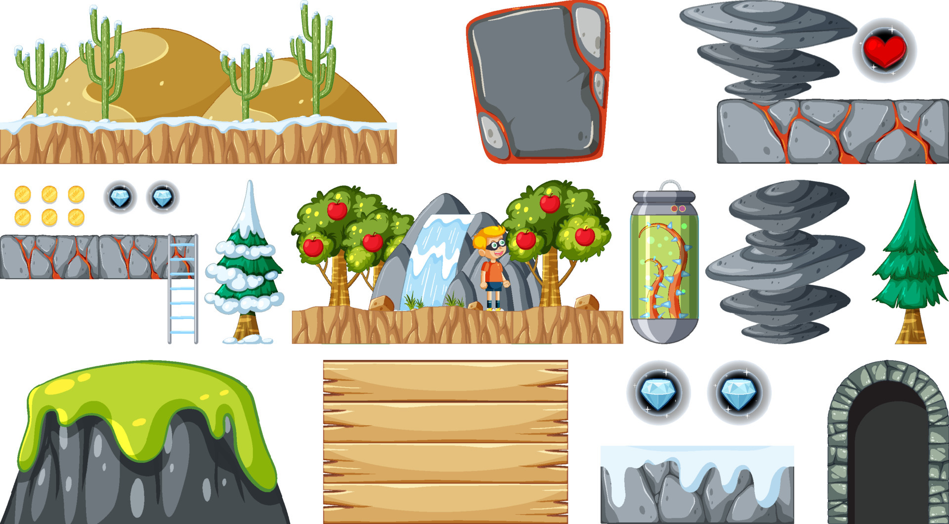 Set of isolated game objects and elements 4760545 Vector Art at Vecteezy