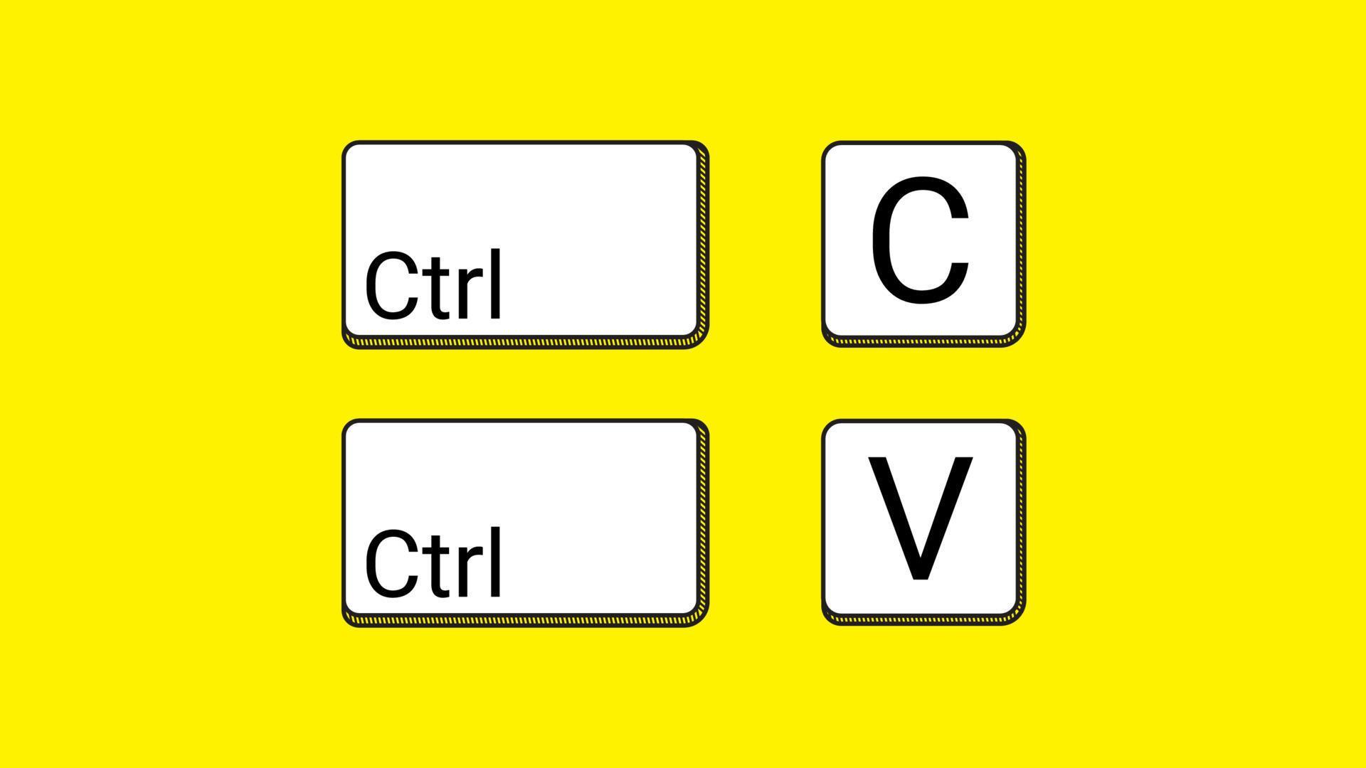 keyboard keys Ctrl C and Ctrl V, copy and paste the key shortcuts ...