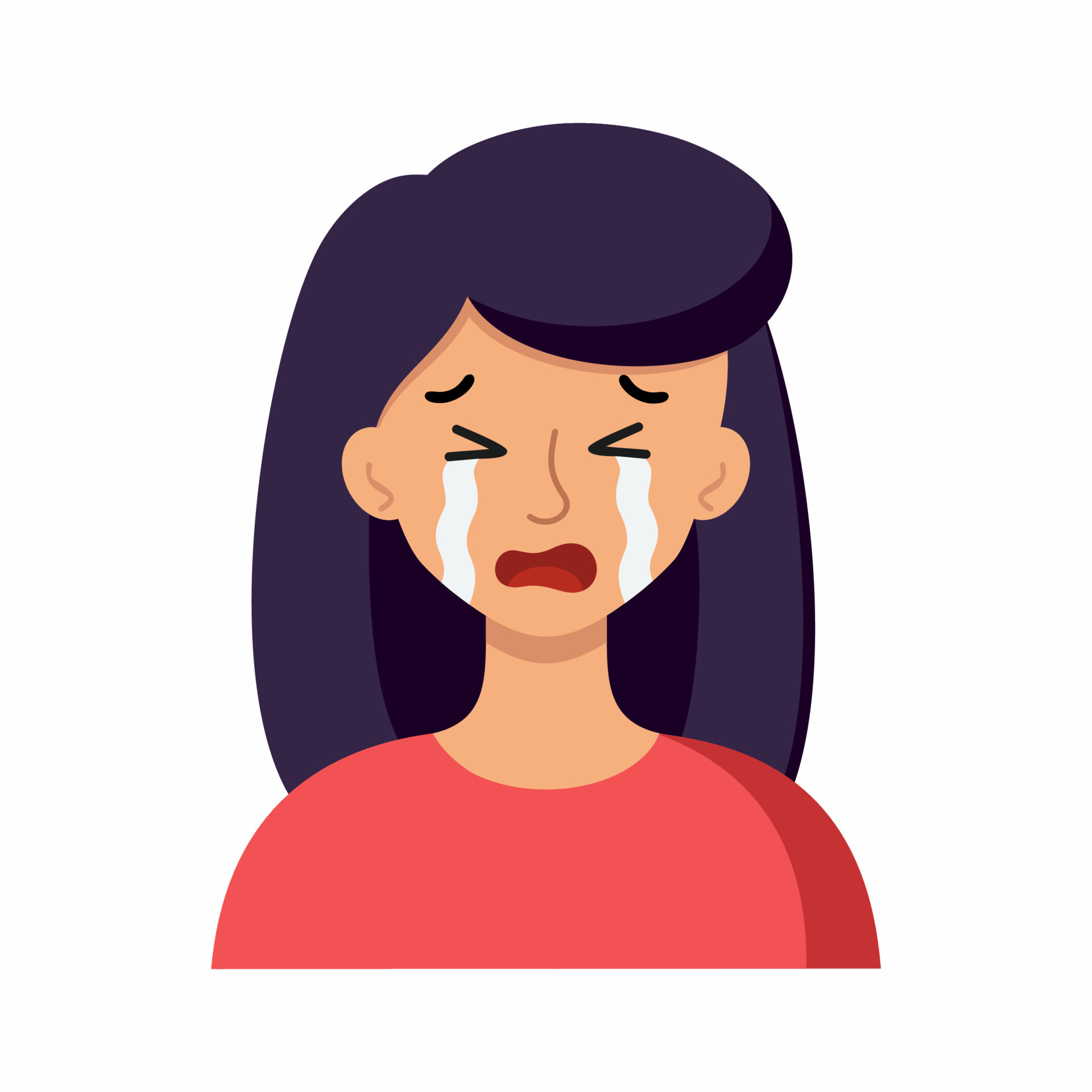 The Girl Is Crying Tears On The Girls Face Human Emotions Vector Character In The Cartoon
