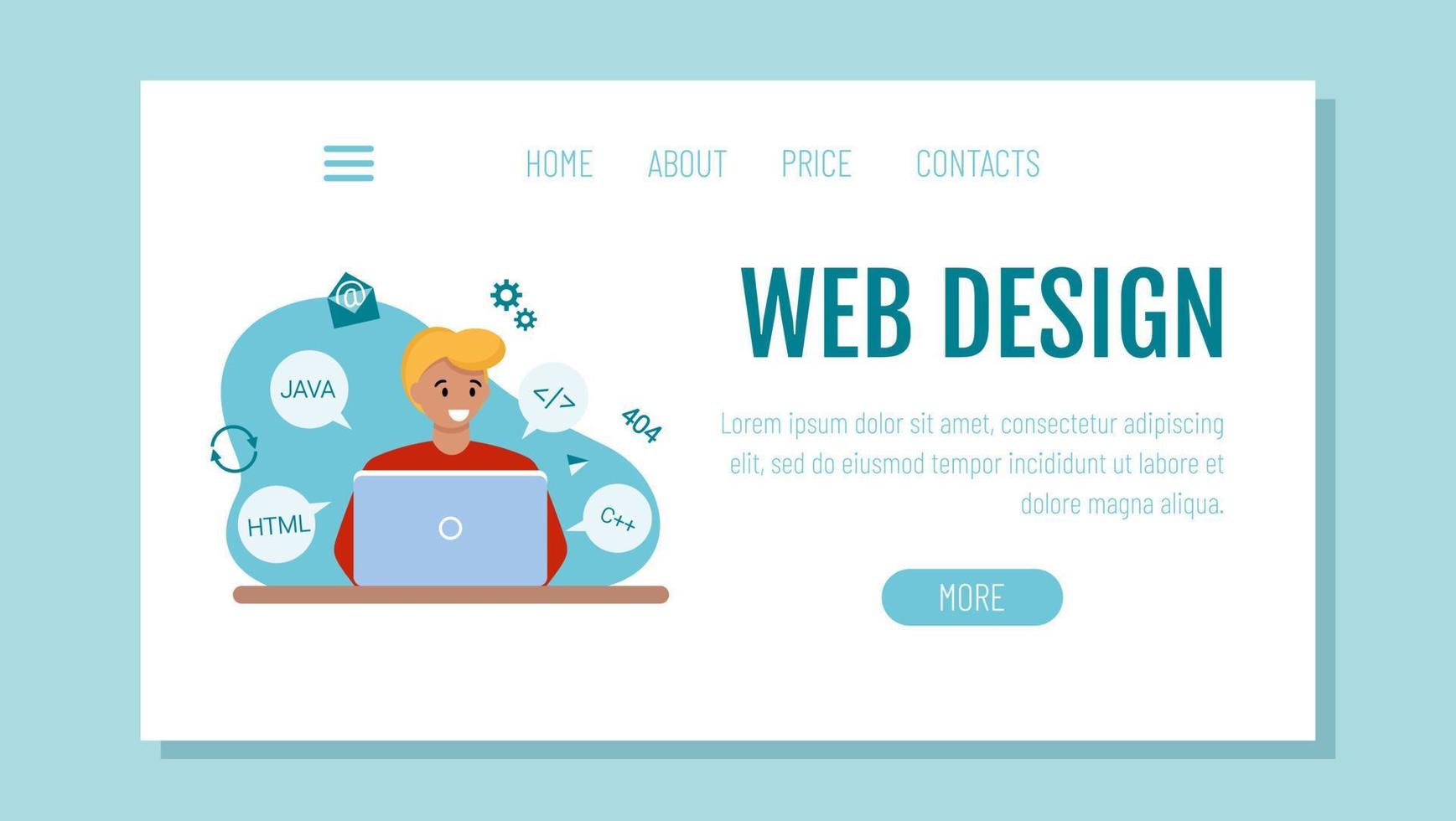 The webmaster sits at the computer and programs. Template for a website ...