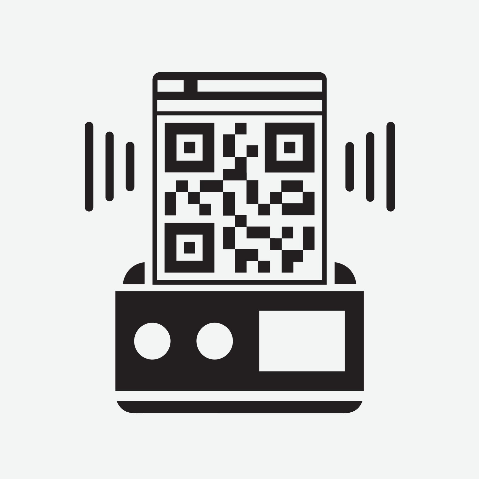 Digital QR code scanner logo. concept of technology for quick payment ...