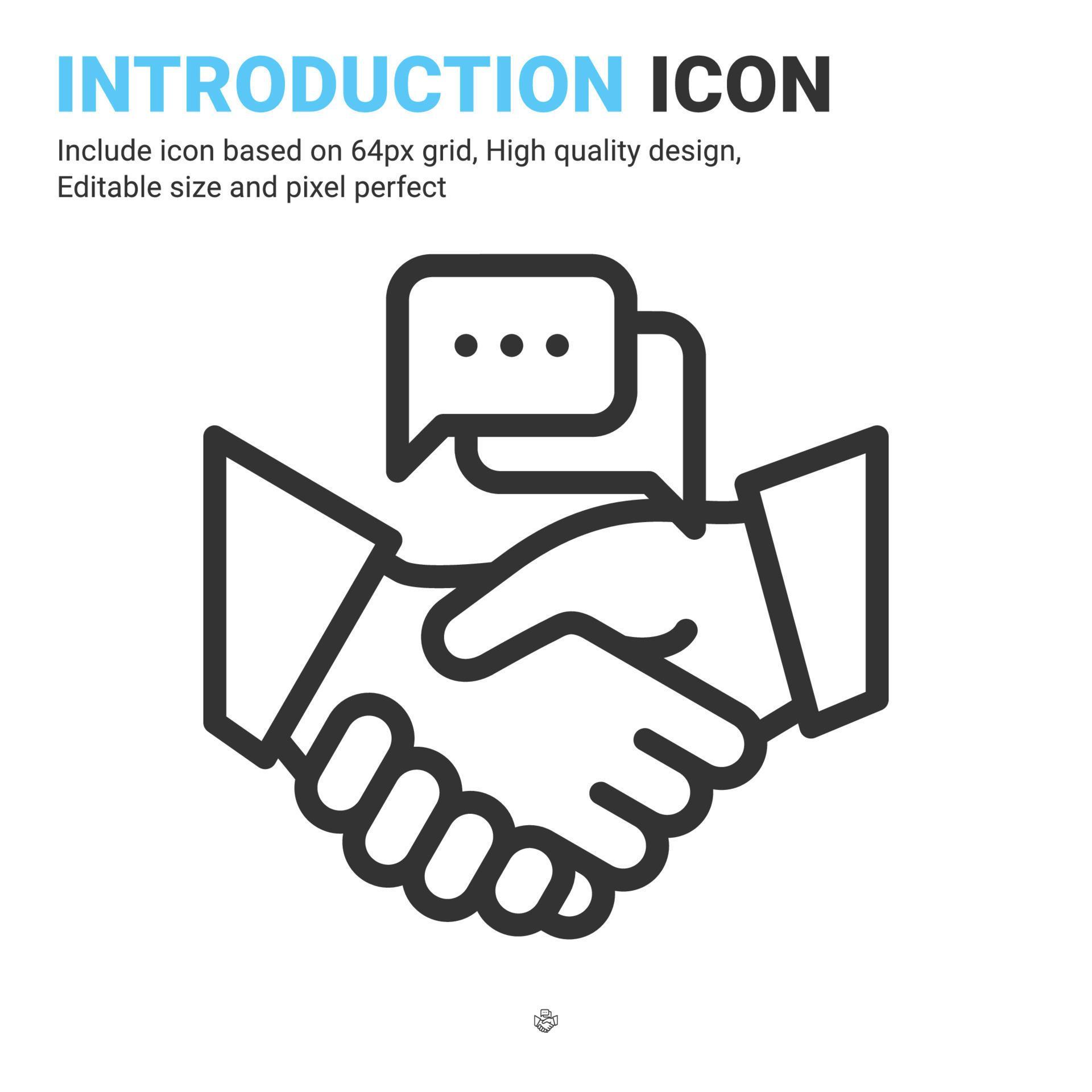 Introduction icon vector with outline style isolated on white ...