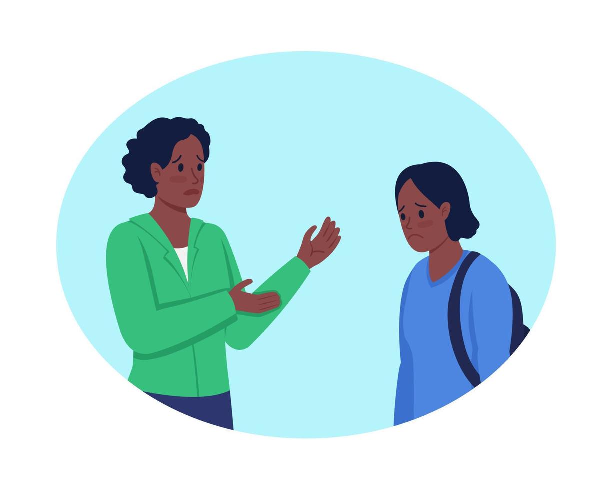 Having difficult conversation with kid 2D vector isolated illustration ... Having difficult conversation with kid 2D vector isolated illustration ...