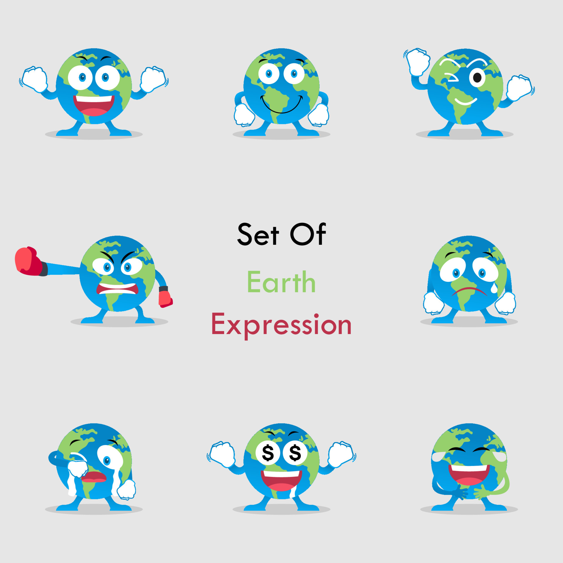 Vector Graphic Set of Earth Expression. Perfect to use for Campaigns on ...