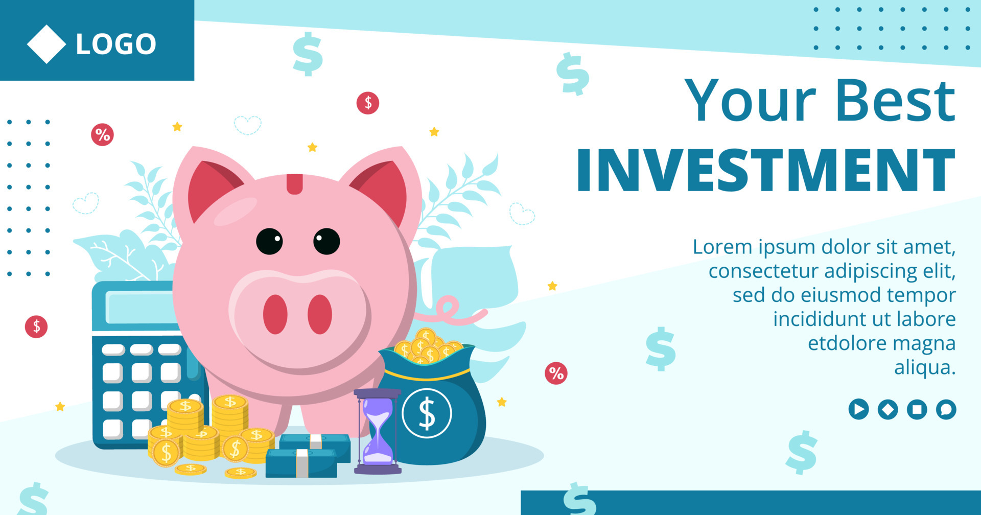 Business Investment Post Template Flat Design Illustration Editable of ...