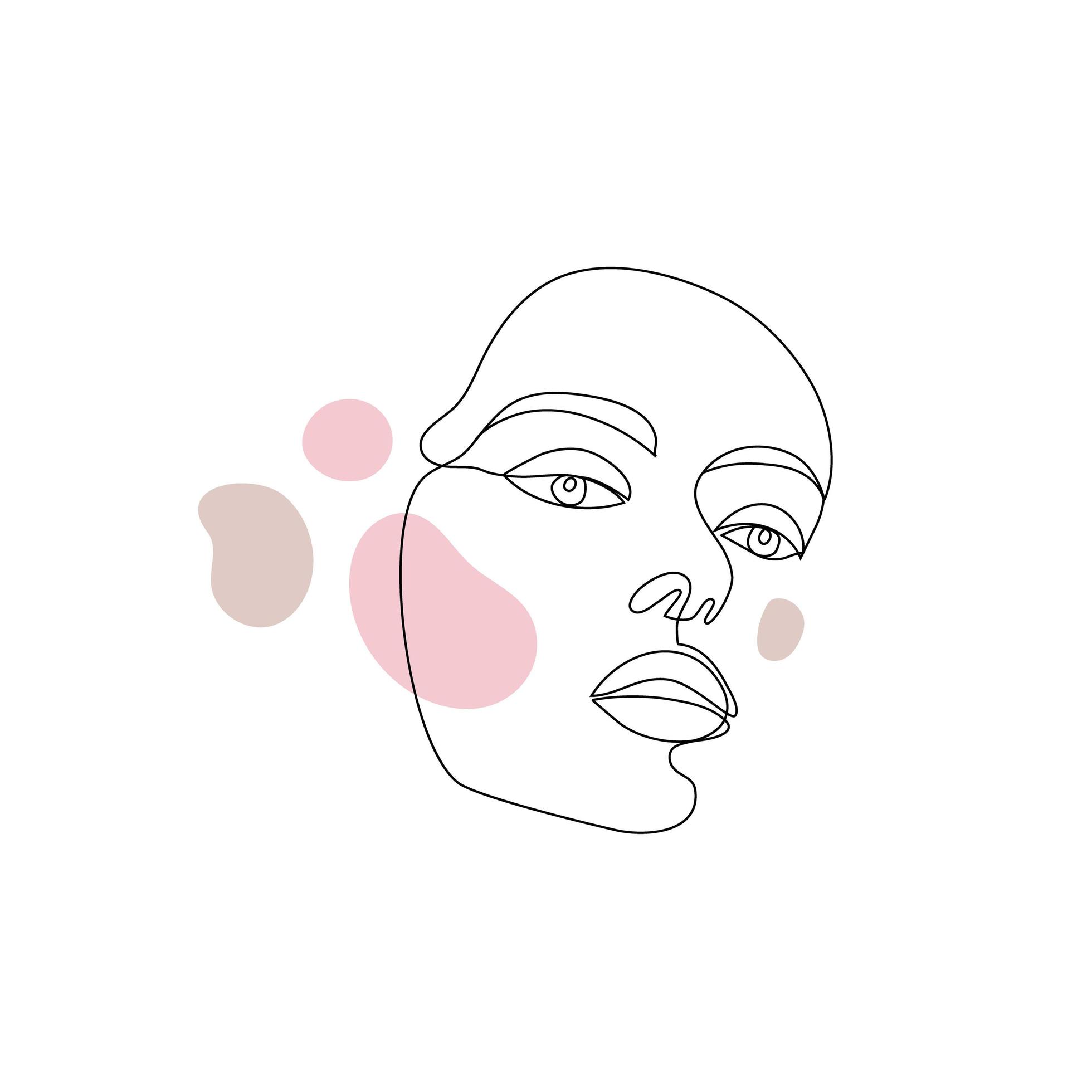 Vector Minimalist Style Portrait Line Continuous Linear Woman With