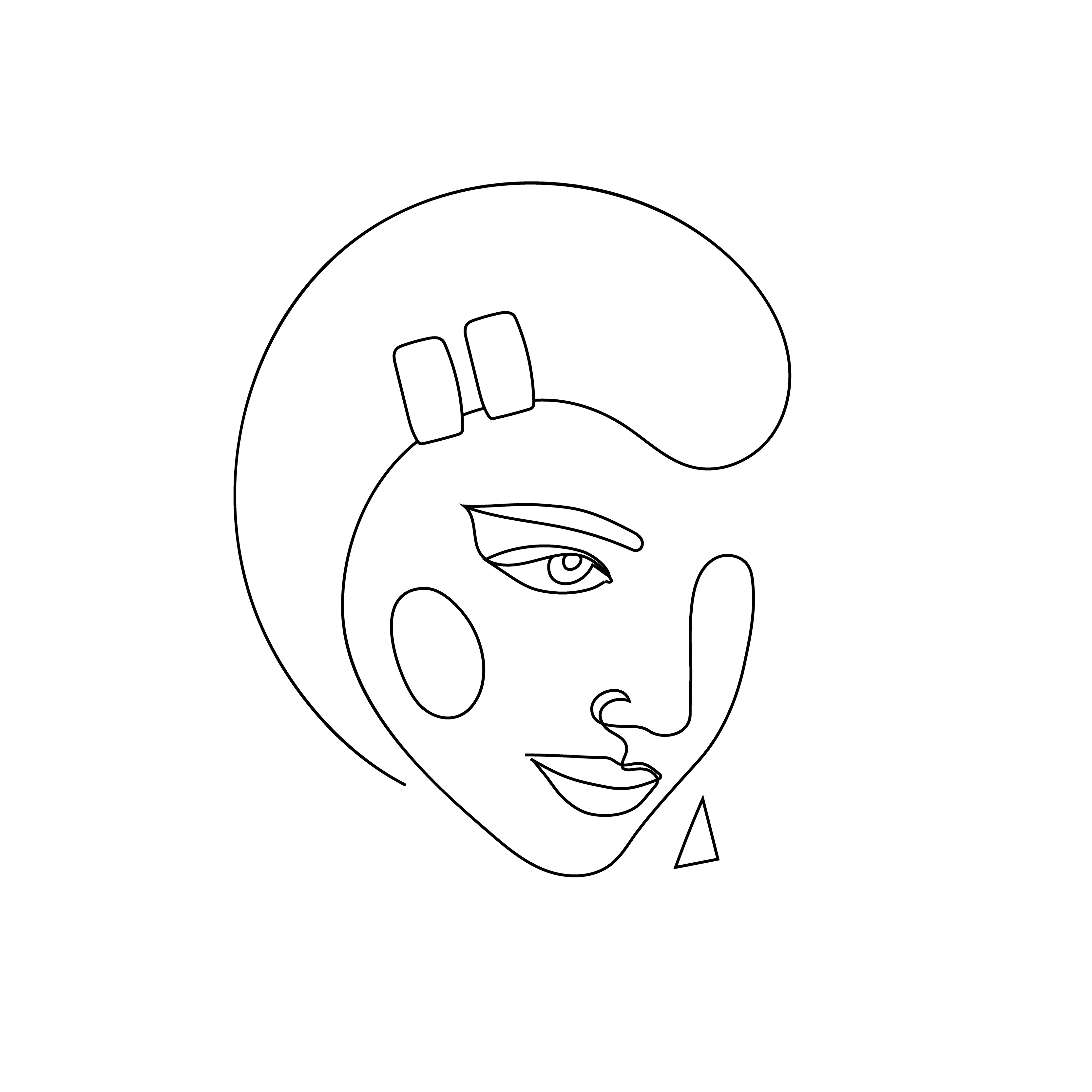 Vector Minimalist Style Portrait Line Continuous Linear Woman
